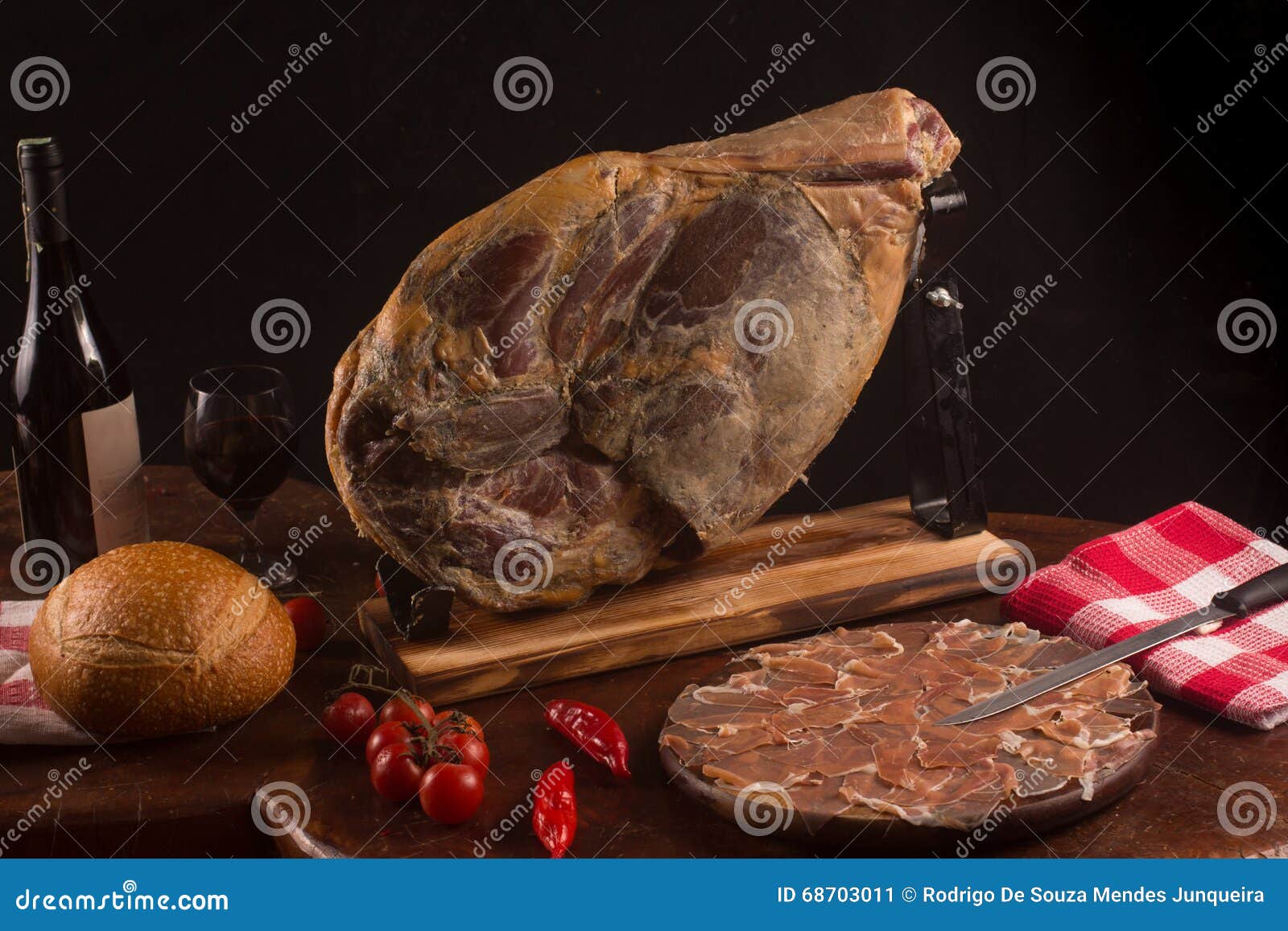 Traditional Spanish Jamon stock image. Image of hamon - 68703011