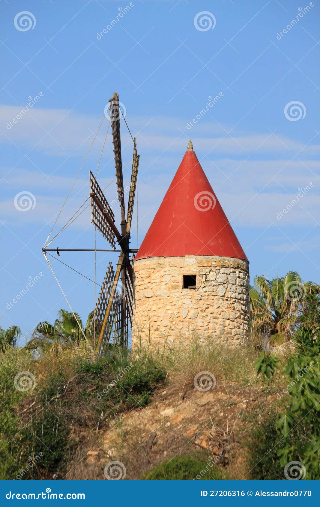 Traditional Spanish Windmill Stock Photo - Image of country, scenery ...