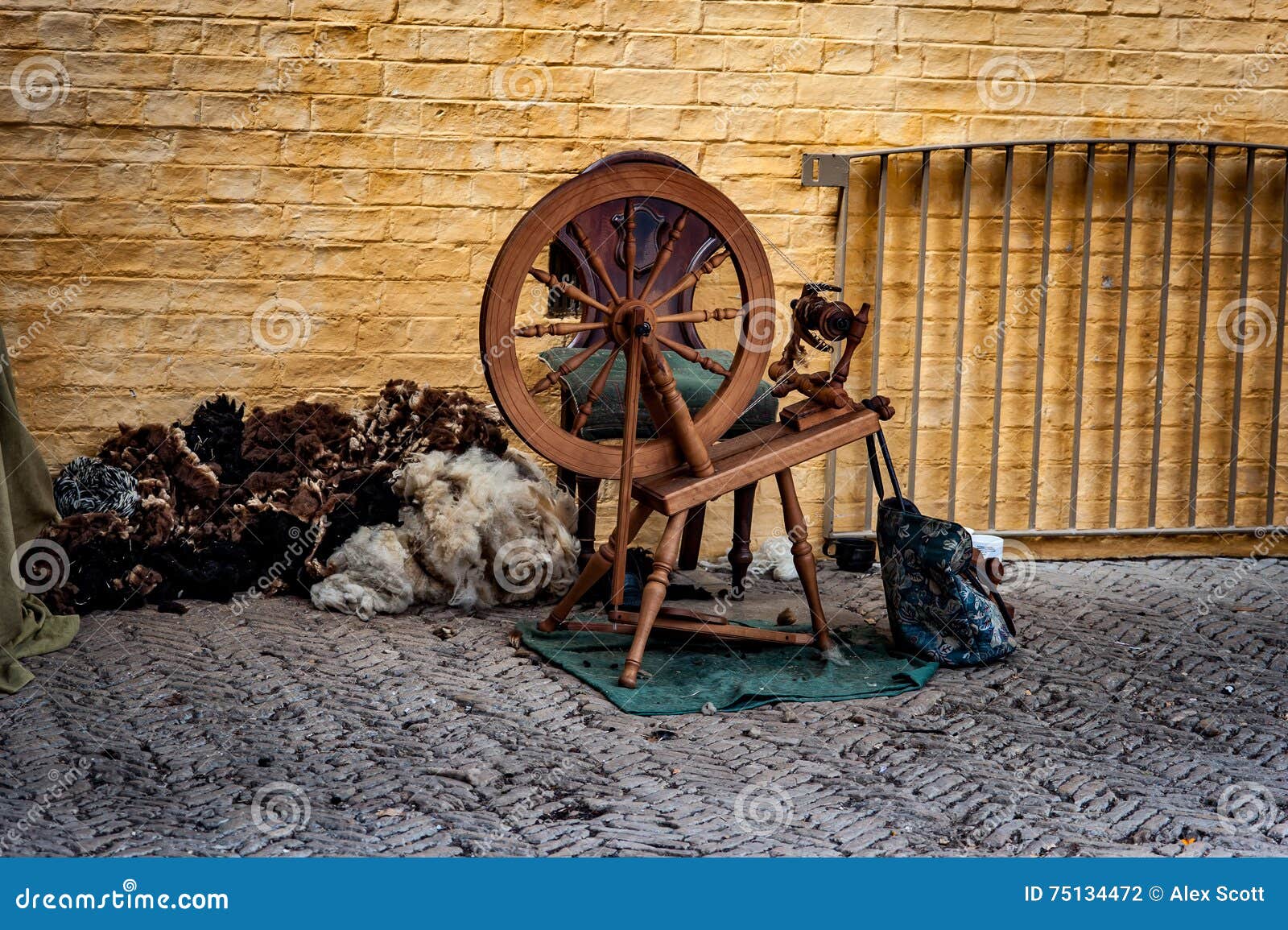 Traditional spinning wheel stock photo. Image of used - 75134472