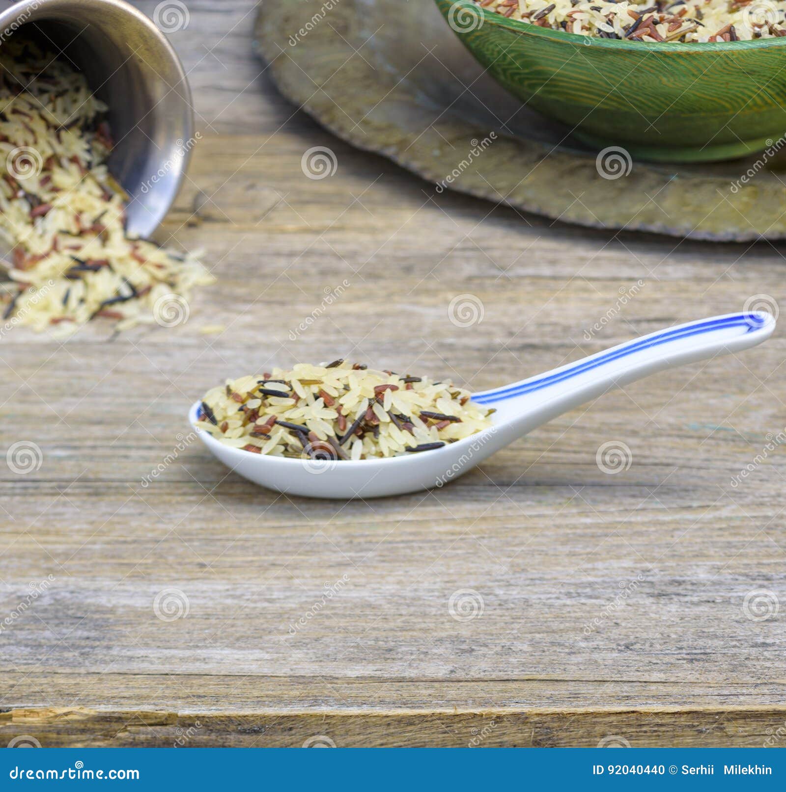 Traditional spoon, rice stock photo. Image of hulled - 92040440