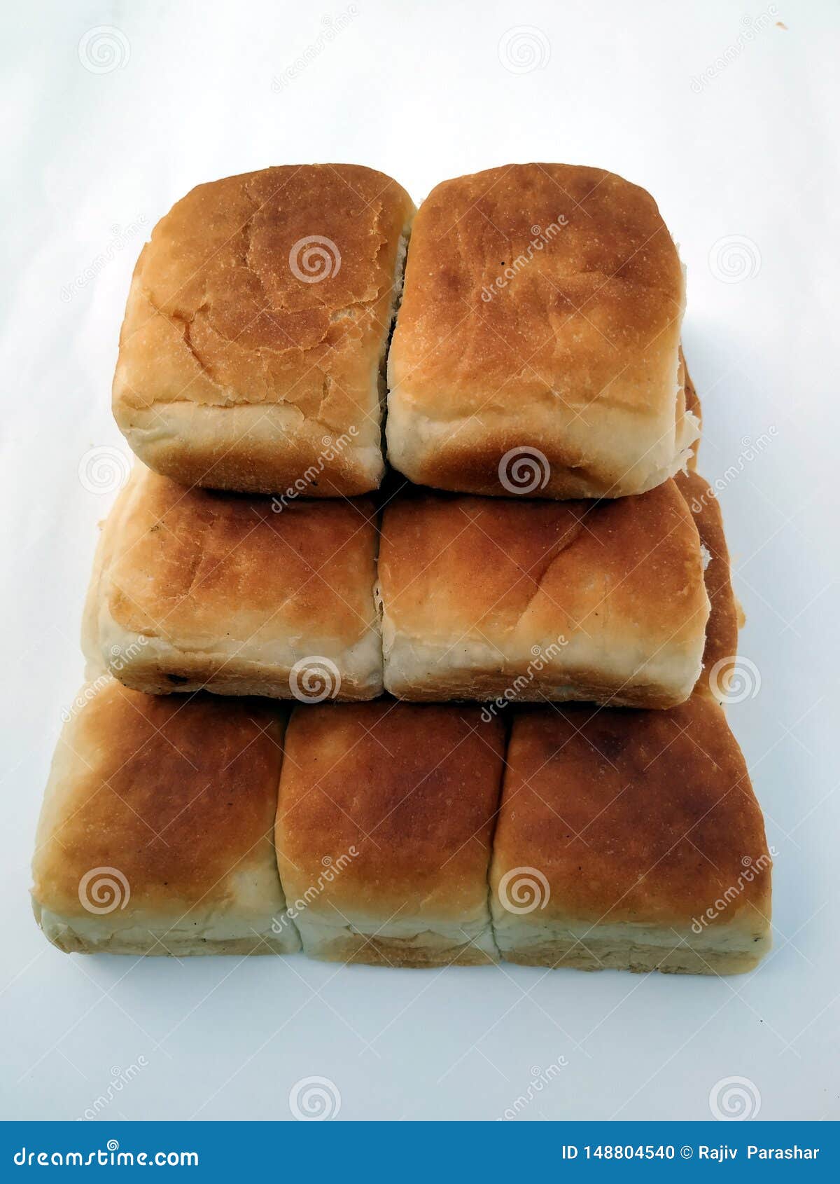 A Traditional Square Loaf of Bread is on a White Background. Bread on a ...