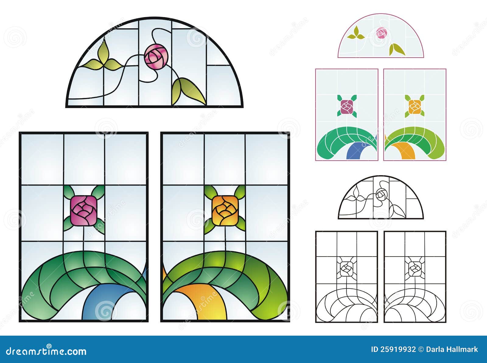 Traditional Stained Glass Patterns Stock Vector - Illustration of deco ...