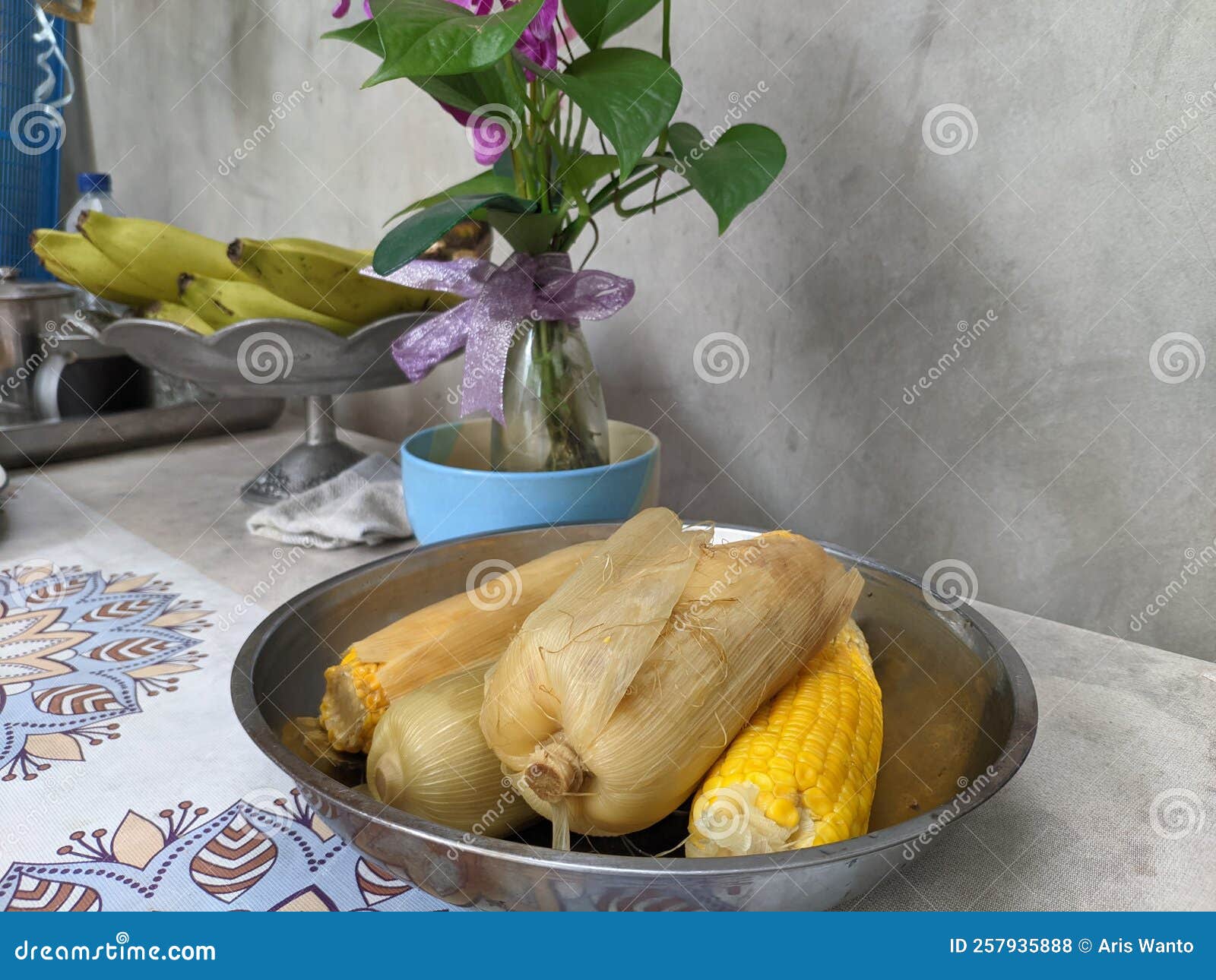 Traditional Steam Corn on Table Stock Photo - Image of meal, breakfast ...