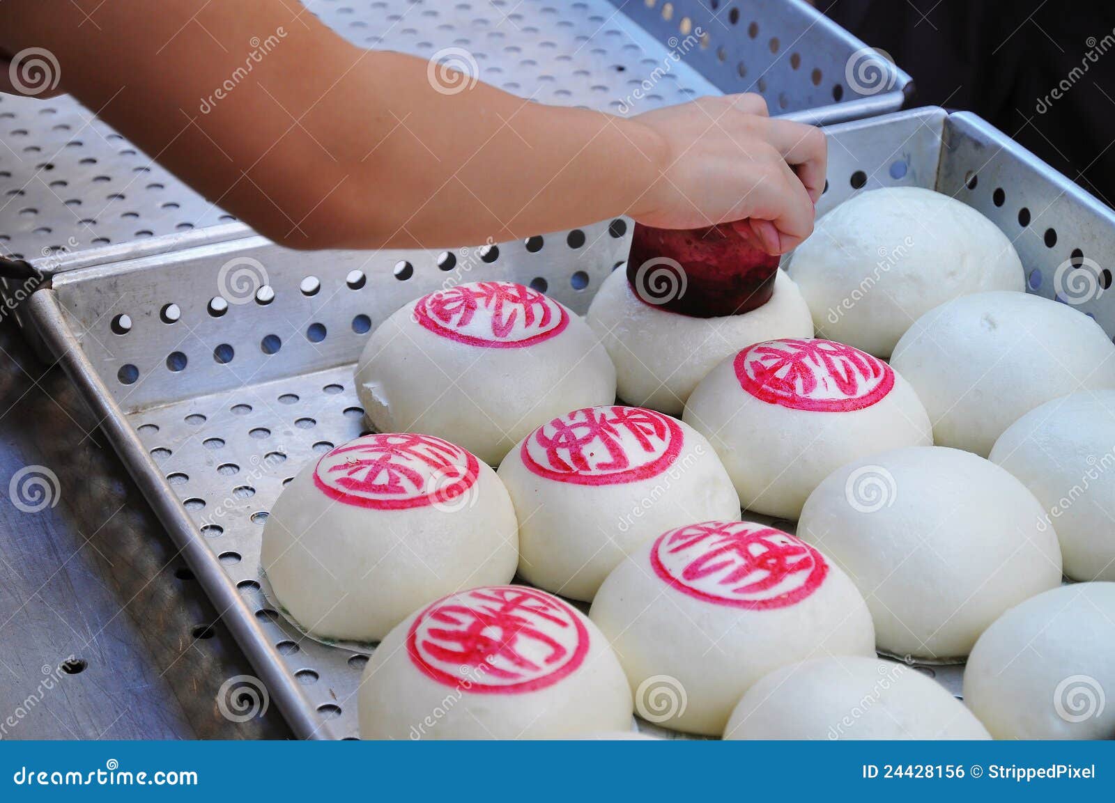 Traditional Steamed Buns, Cheung Chau Stock Photo - Image of stamping ...