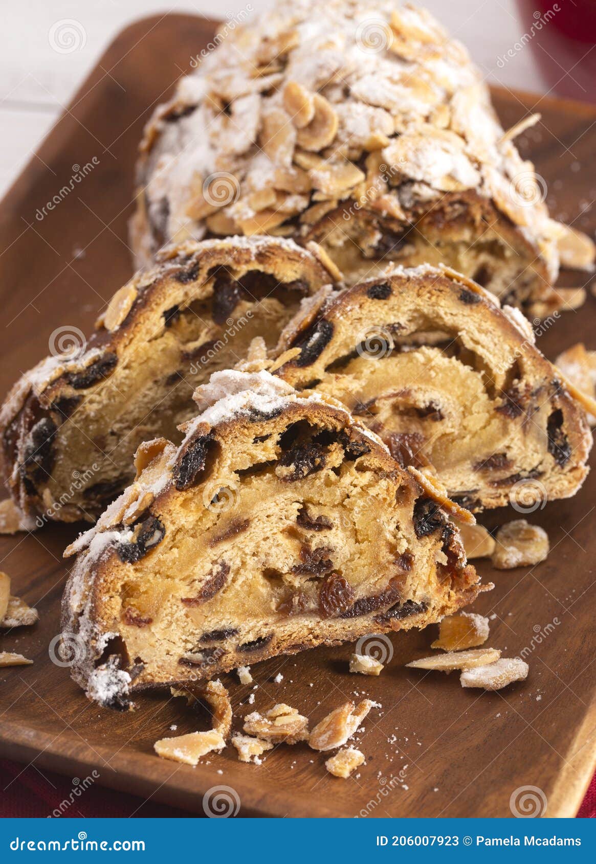 A Traditional Stollen with Fruit and Almond Paste Topped with Almonds ...