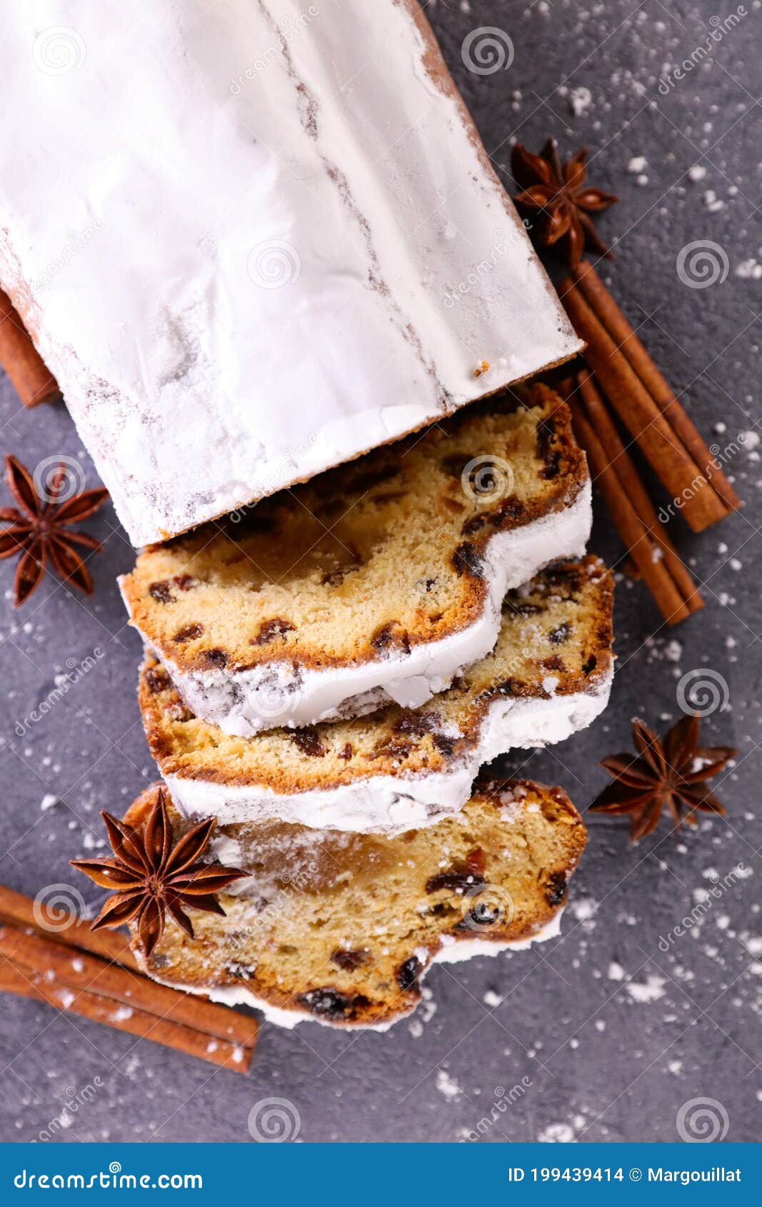 Stollen fruit and spices stock photo. Image of festive - 199439414