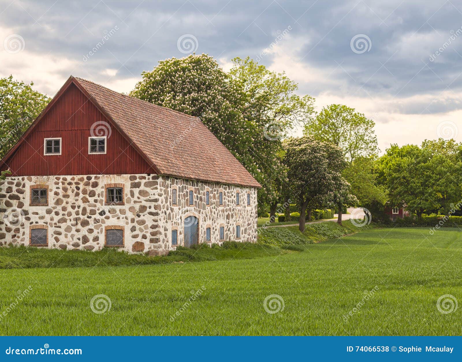 Traditional stone barn stock photo. Image of meadow, rustic - 74066538