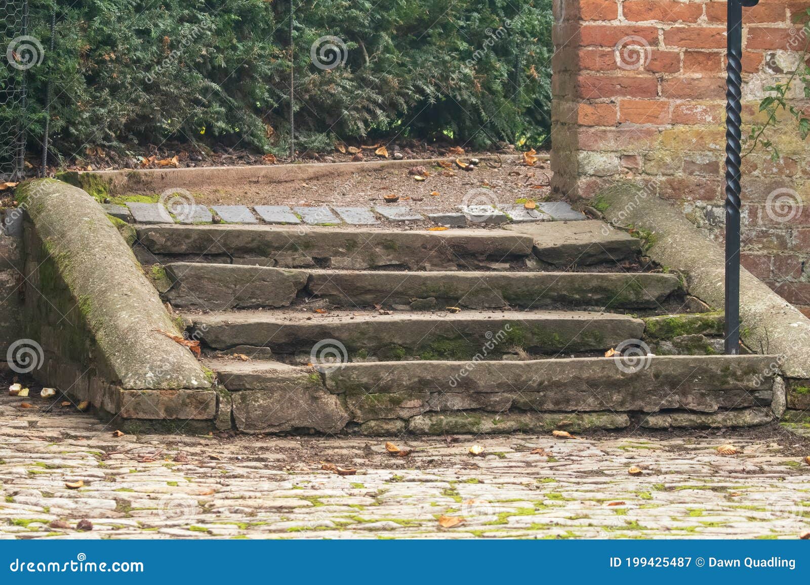 Traditional Worn Stone Steps Leading Up into Garden Eroded by Years of ...