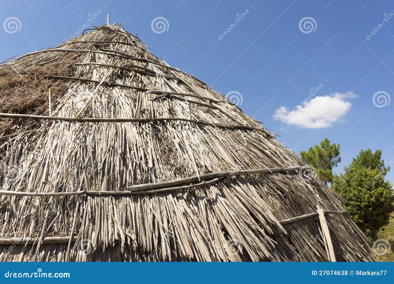 Traditional Straw Hut in Greek Country Stock Photo - Image of holiday ...