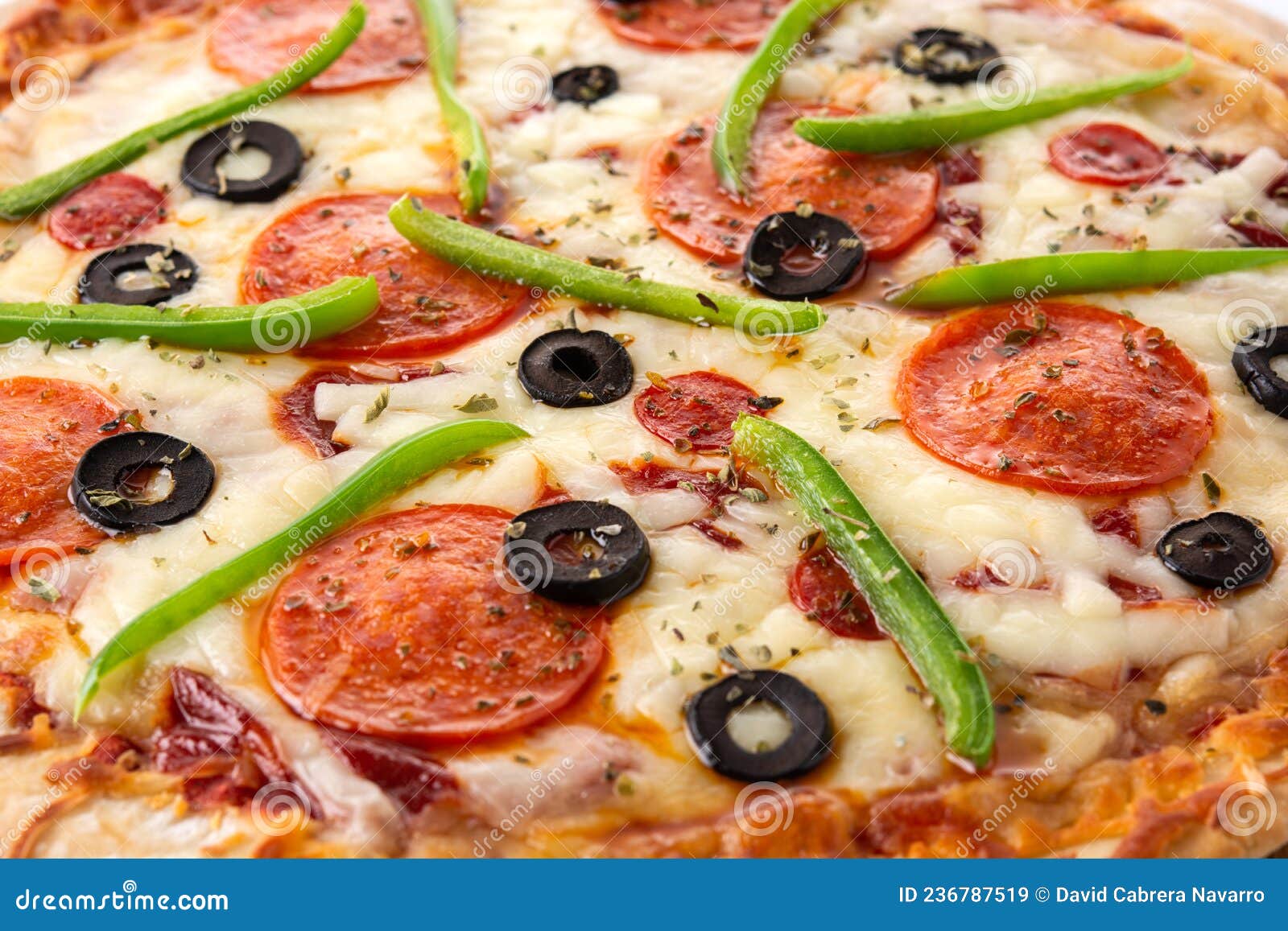 Traditional supreme pizza stock image. Image of pizza - 236787519