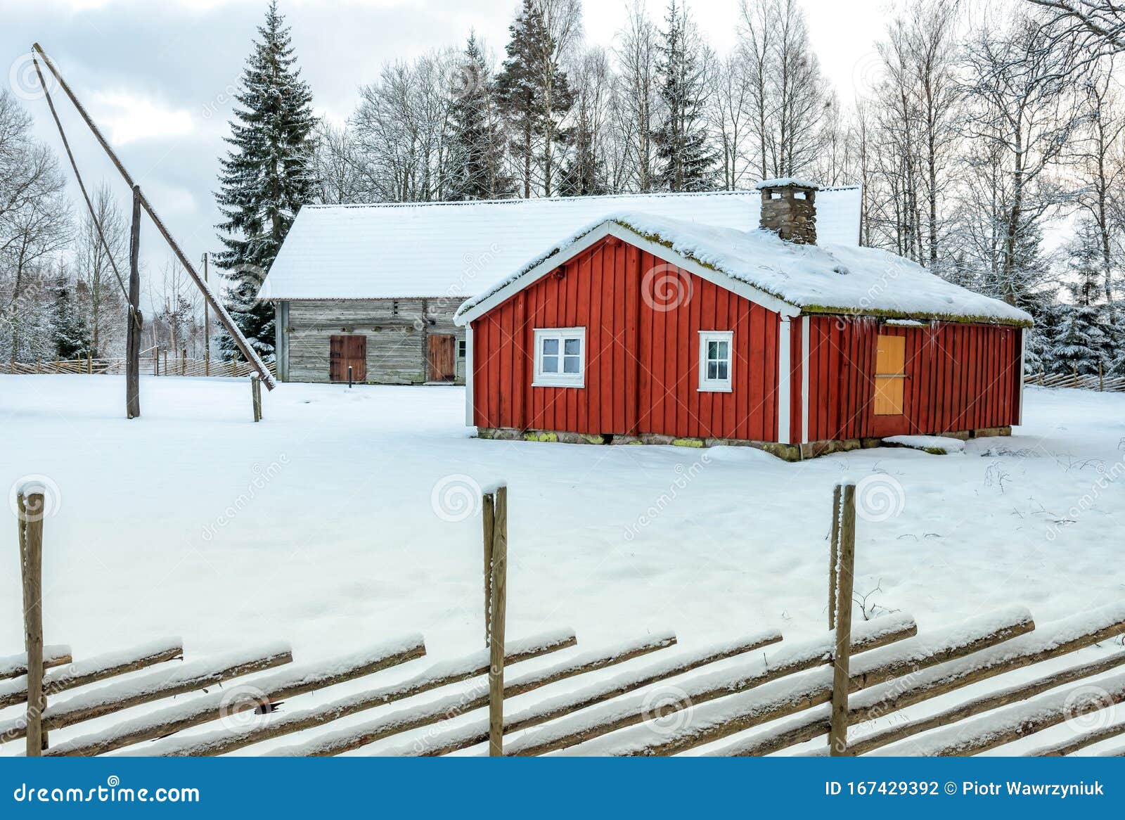 Red, Traditional Swedish Sommarstuga Summerhouses Or Holiday Houses In ...