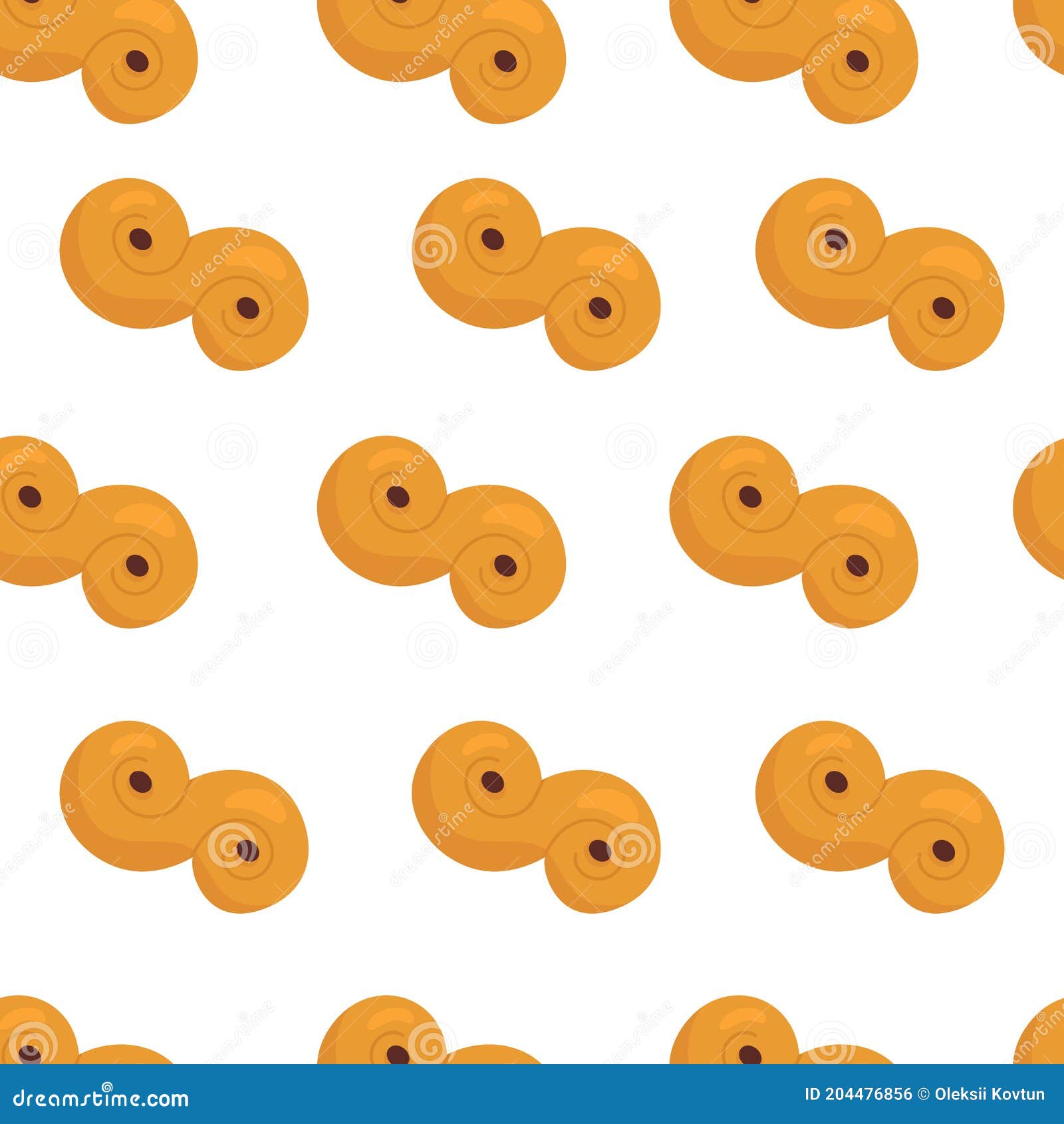 Traditional Swedish Saffron Buns. Seamless Pattern Stock Vector ...
