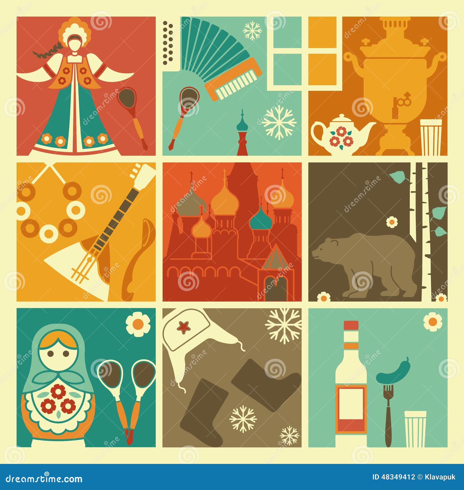 Traditional Symbols of Russia Stock Vector - Illustration of clothing ...