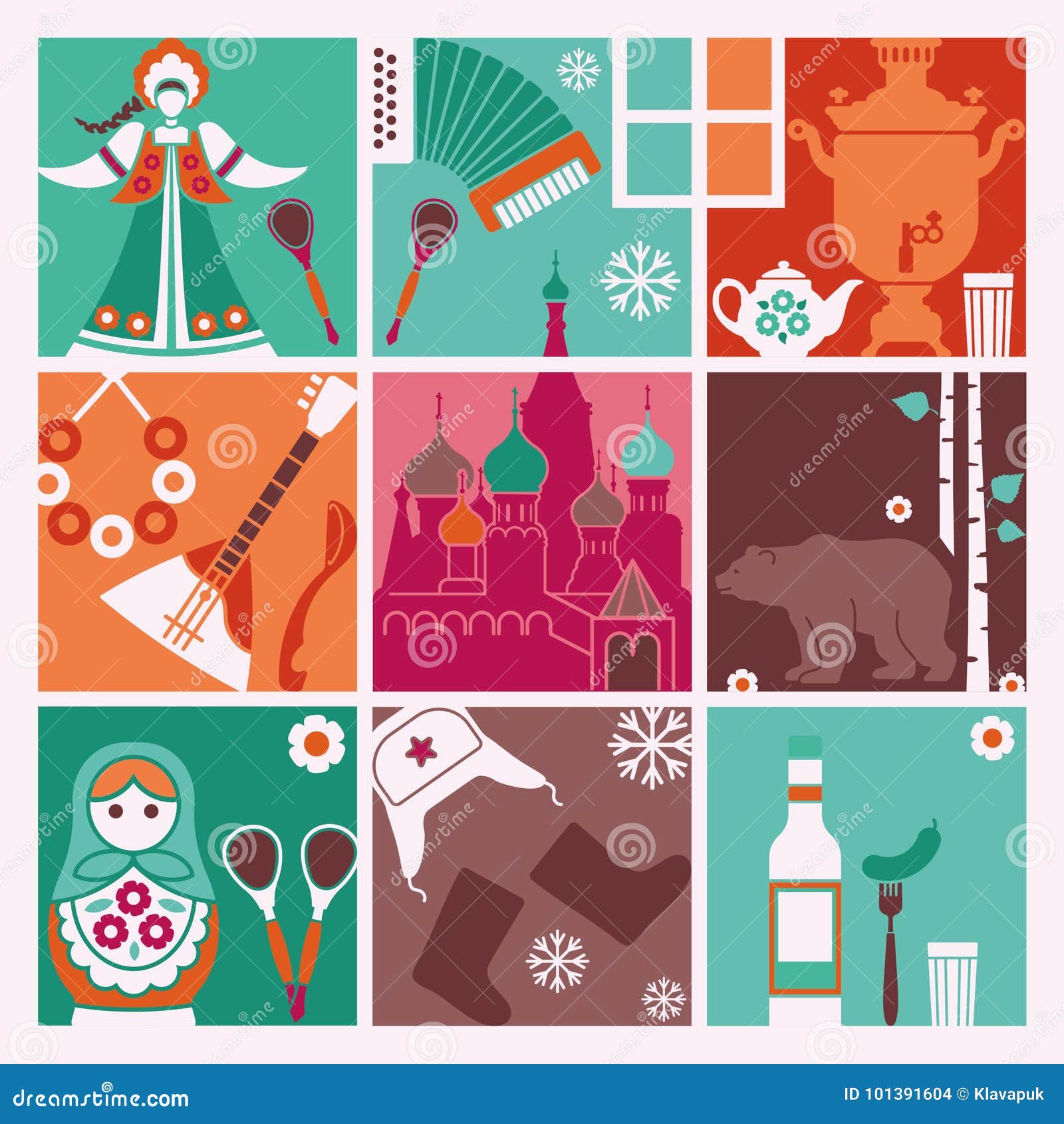 Traditional Symbols of Russia Stock Vector - Illustration of food ...