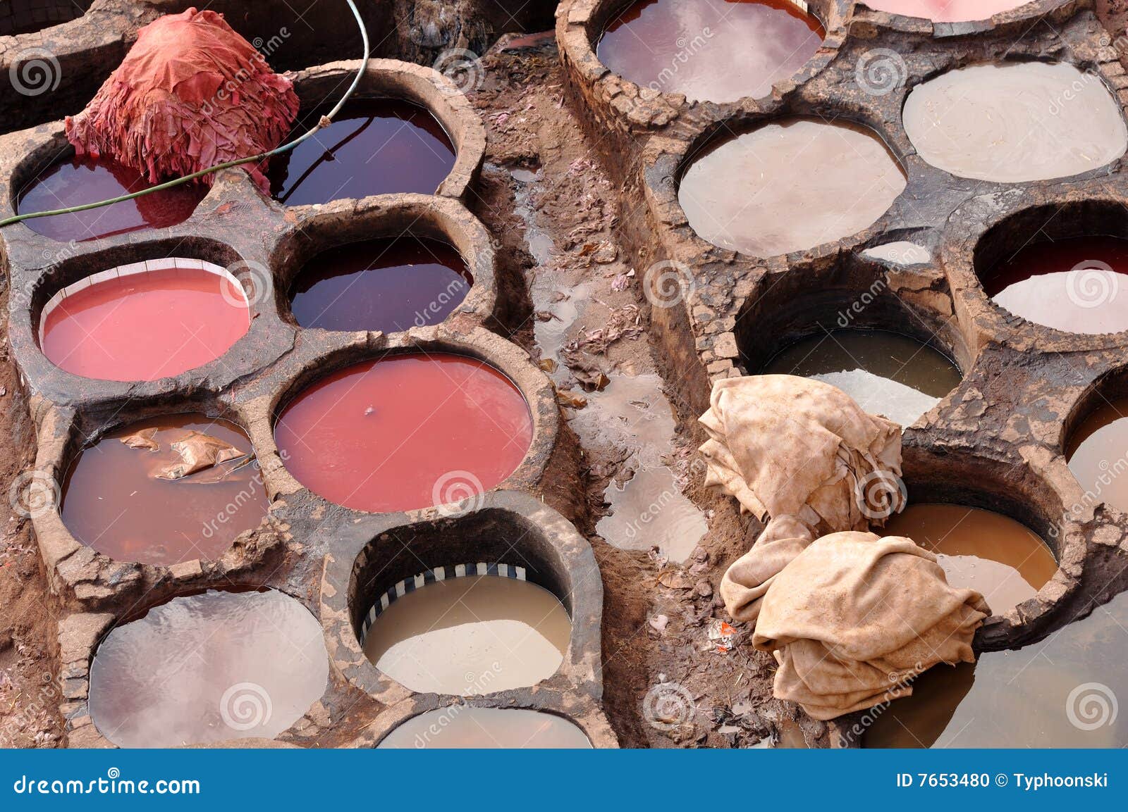 Traditional tannery in Fes stock photo. Image of hides - 7653480