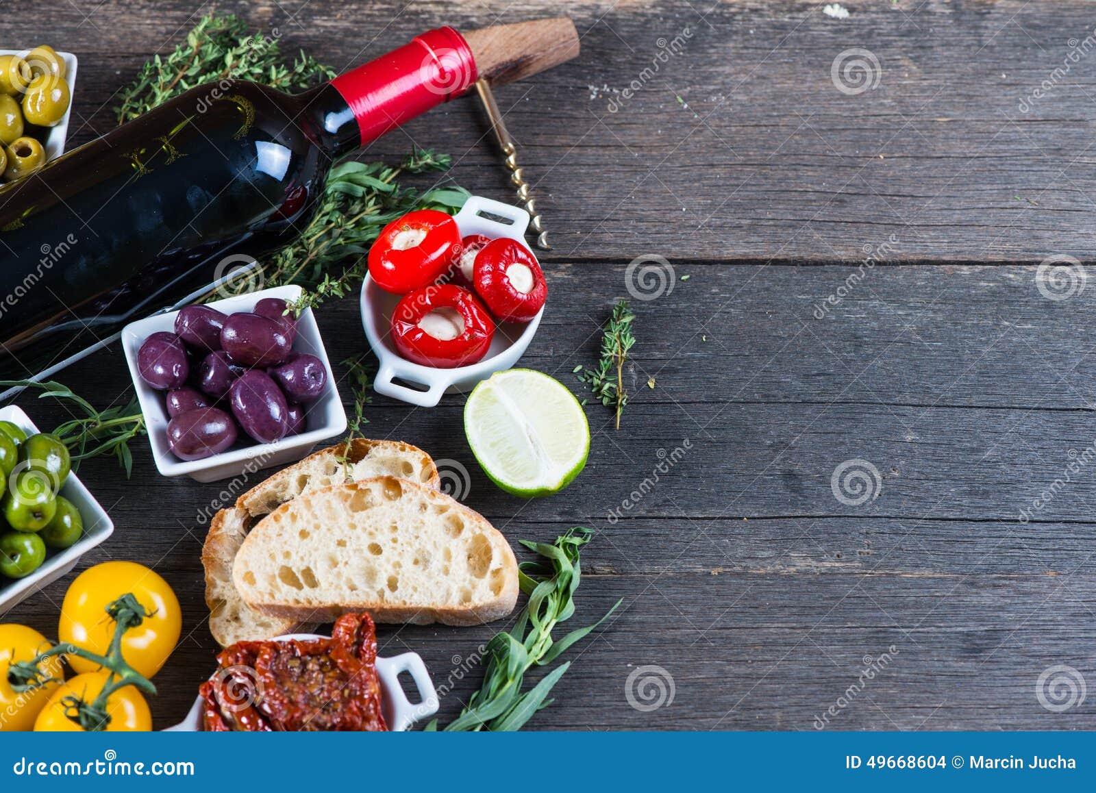 Traditional Tapas Buffet on Wooden Table Stock Photo - Image of gourmet ...