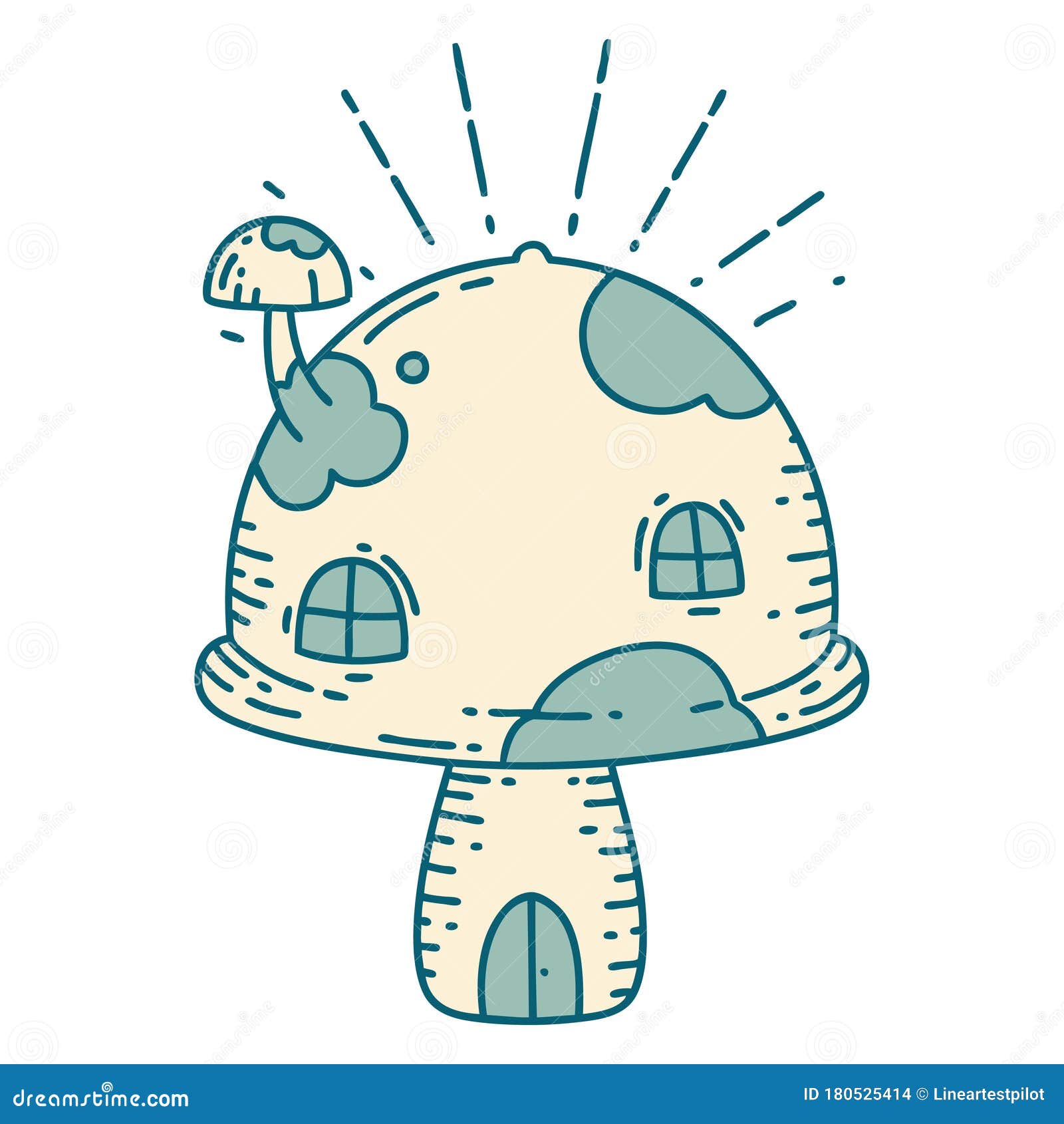 Traditional Tattoo Style Toadstool House Stock Vector - Illustration of ...