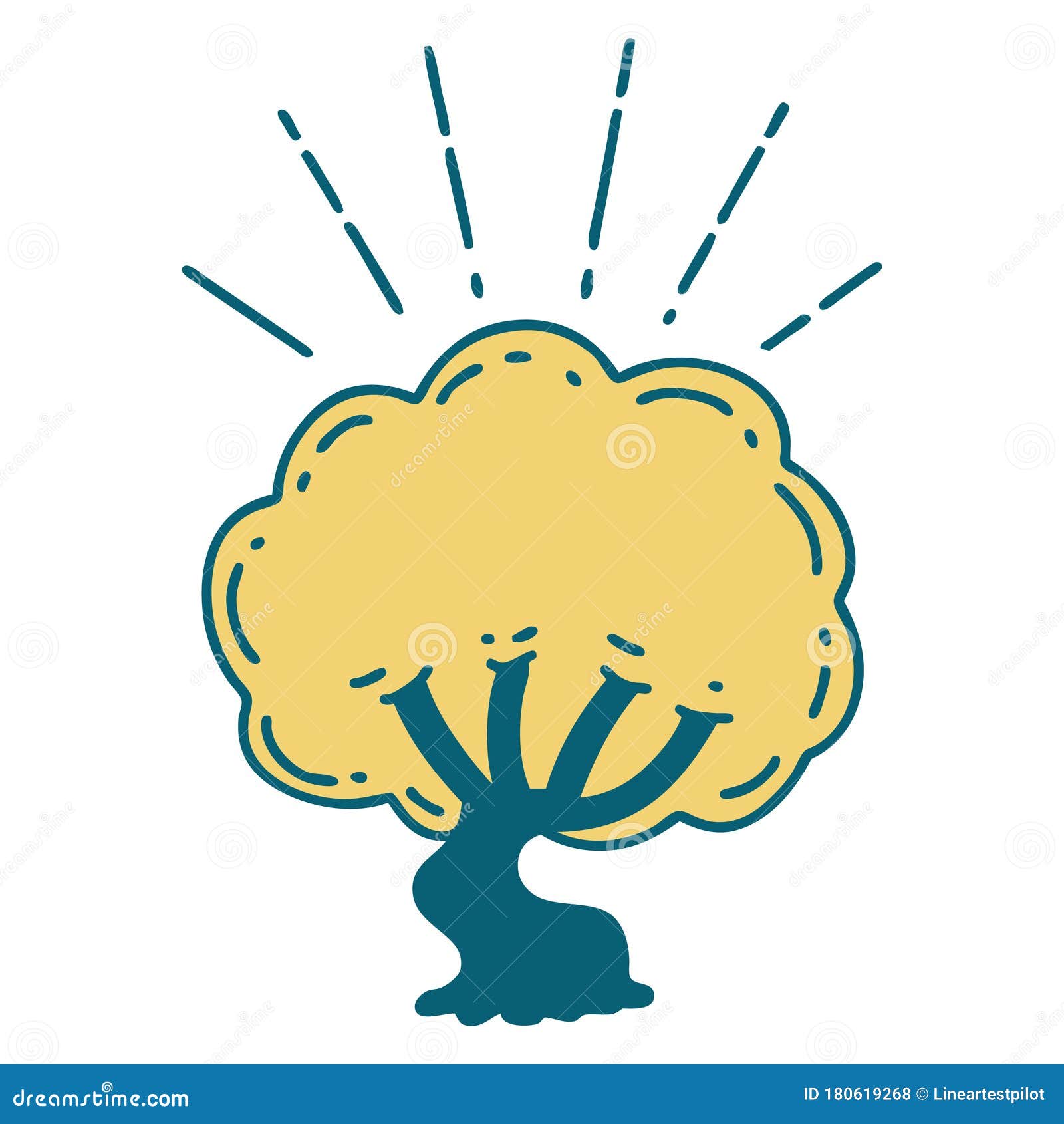 Traditional Tattoo Style Tree Illustration Stock Vector - Illustration ...