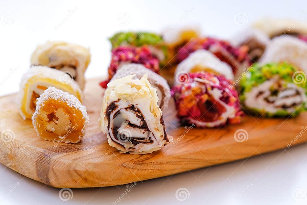 Traditional Tea with Locum Sweets Turkish Delight. Stock Image - Image ...