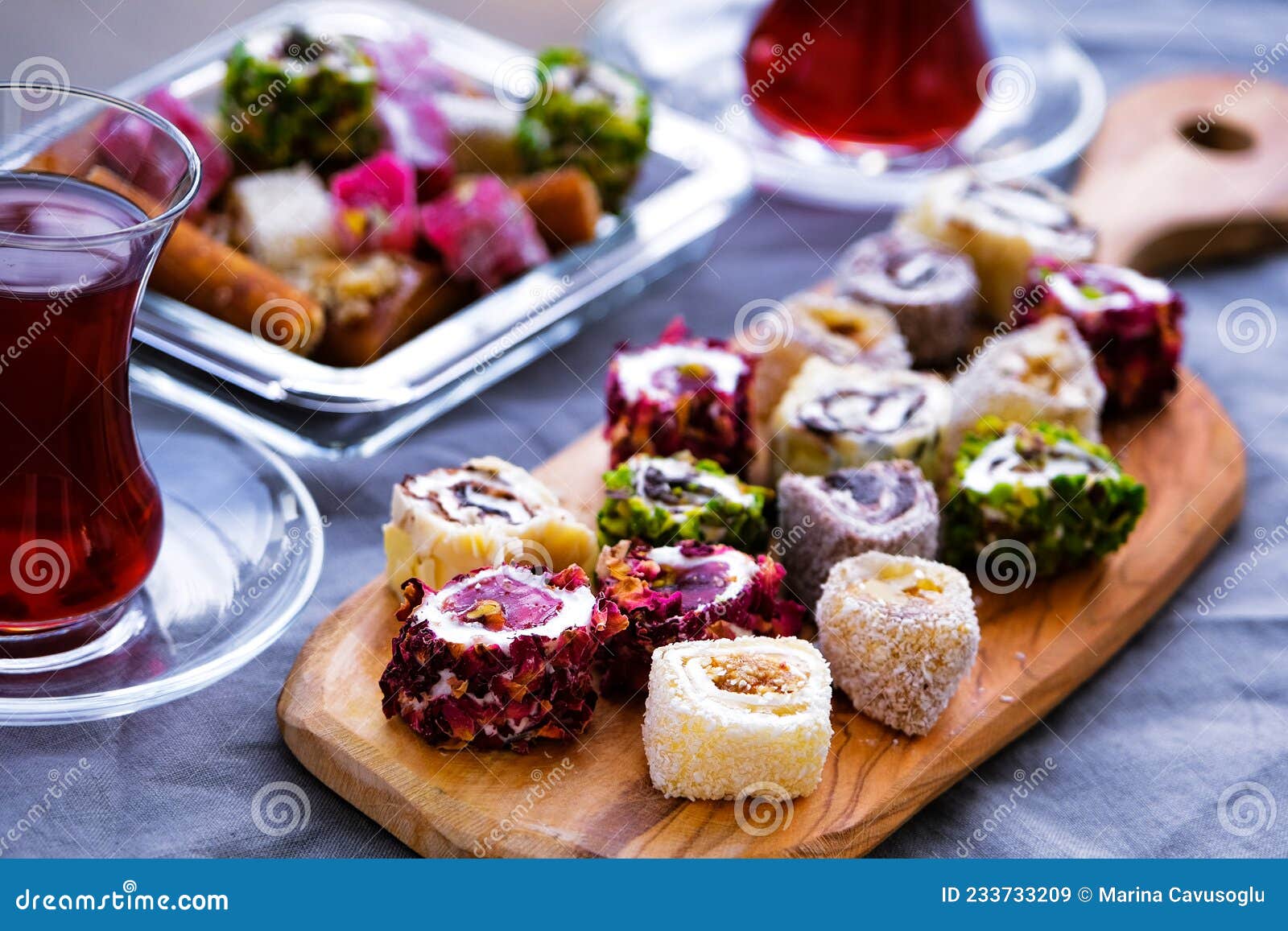 Traditional Tea with Locum - Turkish Delight. Stock Image - Image of ...