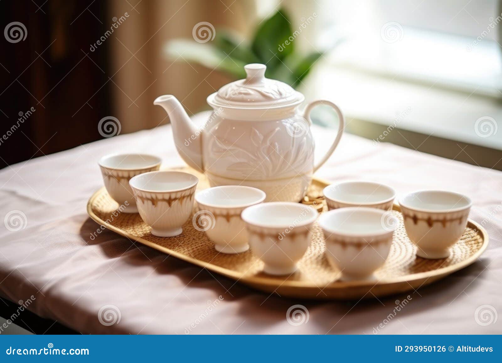 Traditional Tea Set Arranged on a Table Stock Photo - Image of ...