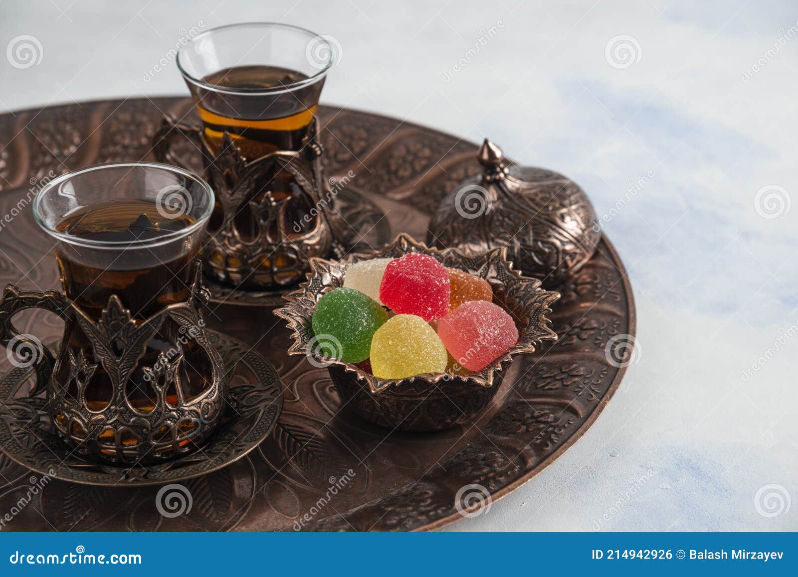 Traditional Tea Table. Fragrant Tea and Candy Stock Photo - Image of ...