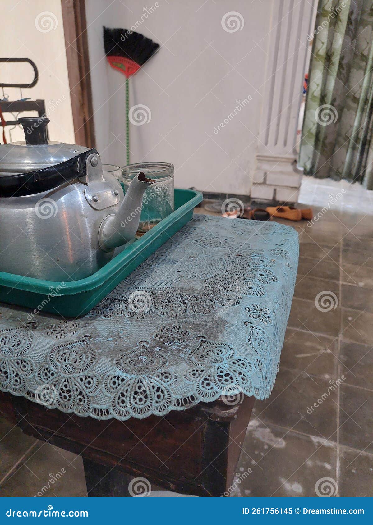 Traditional Teapot Made of Iron Plates and is Old Stock Image - Image ...