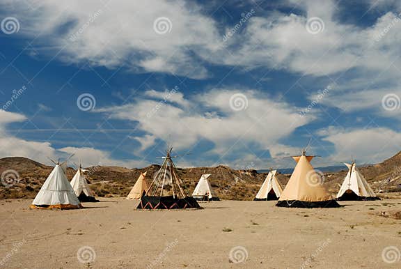 Traditional teepee village stock image. Image of hide - 3464499