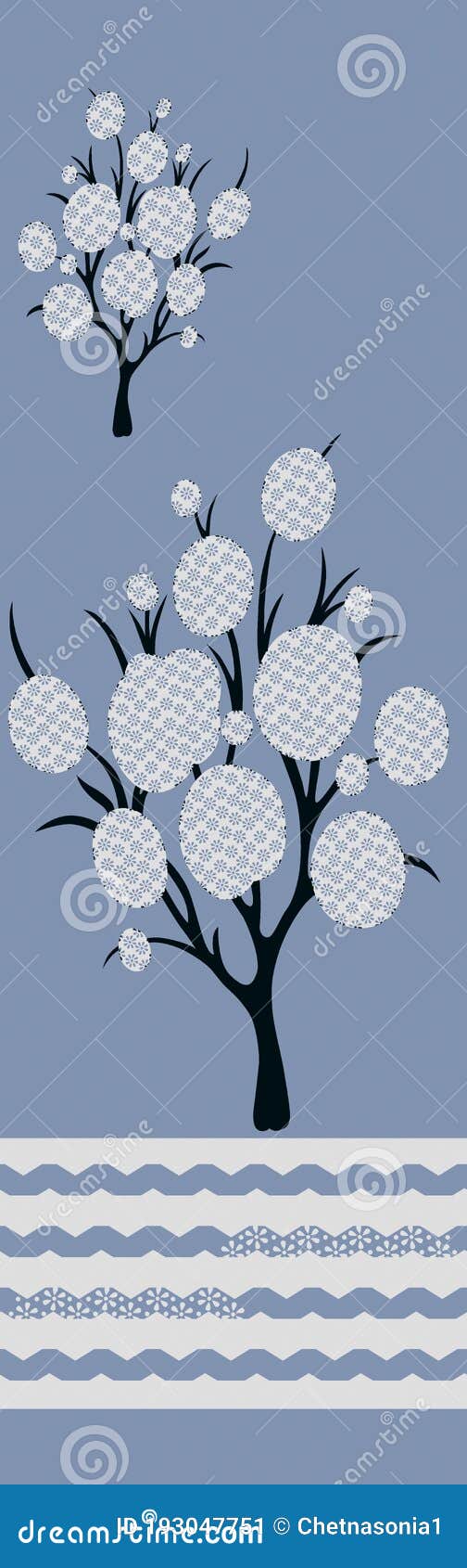 Traditional Textile Saree Design Decorative Tree Pattern with Blue ...