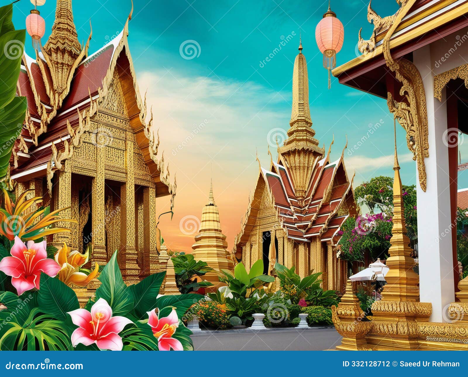 Traditional Thai Background with Cultural Elements for Graphic Design ...
