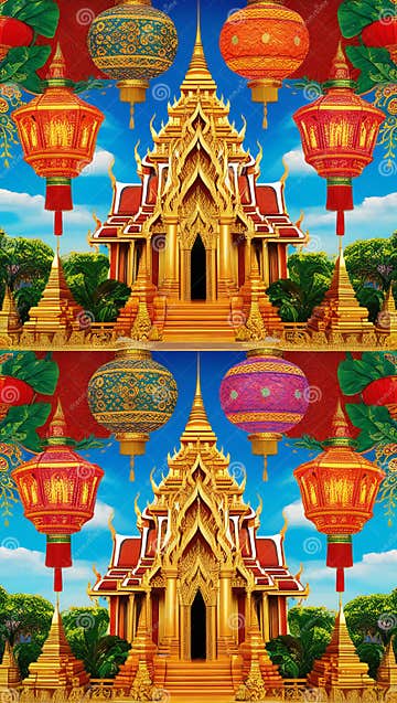 Traditional Thai Background with Cultural Elements for Graphic Design ...