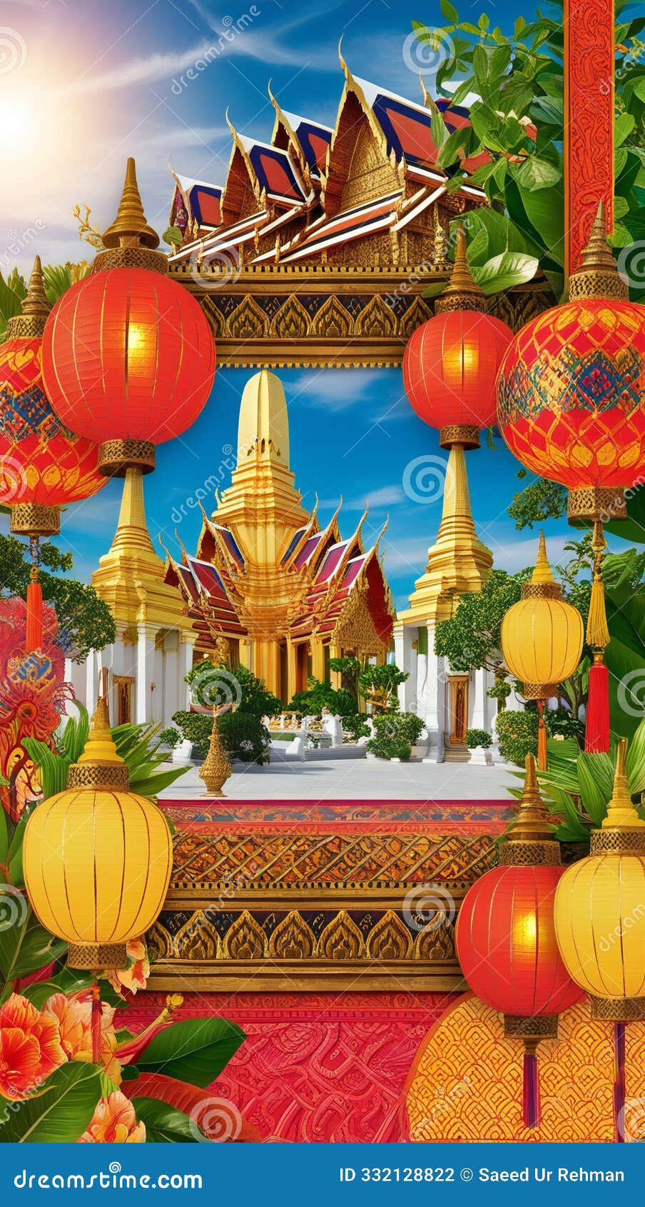 Traditional Thai Background with Cultural Elements for Graphic Design ...