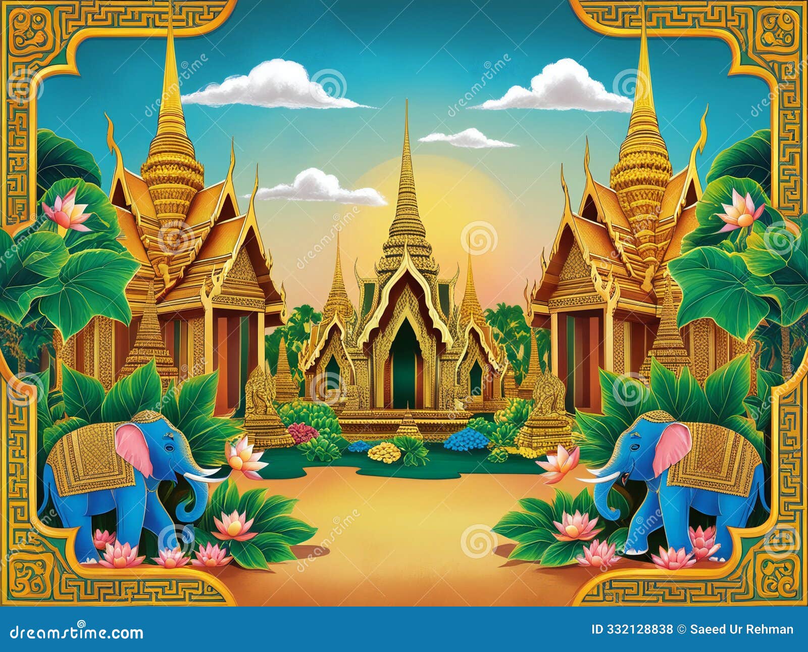 Traditional Thai Background with Cultural Elements for Graphic Design ...