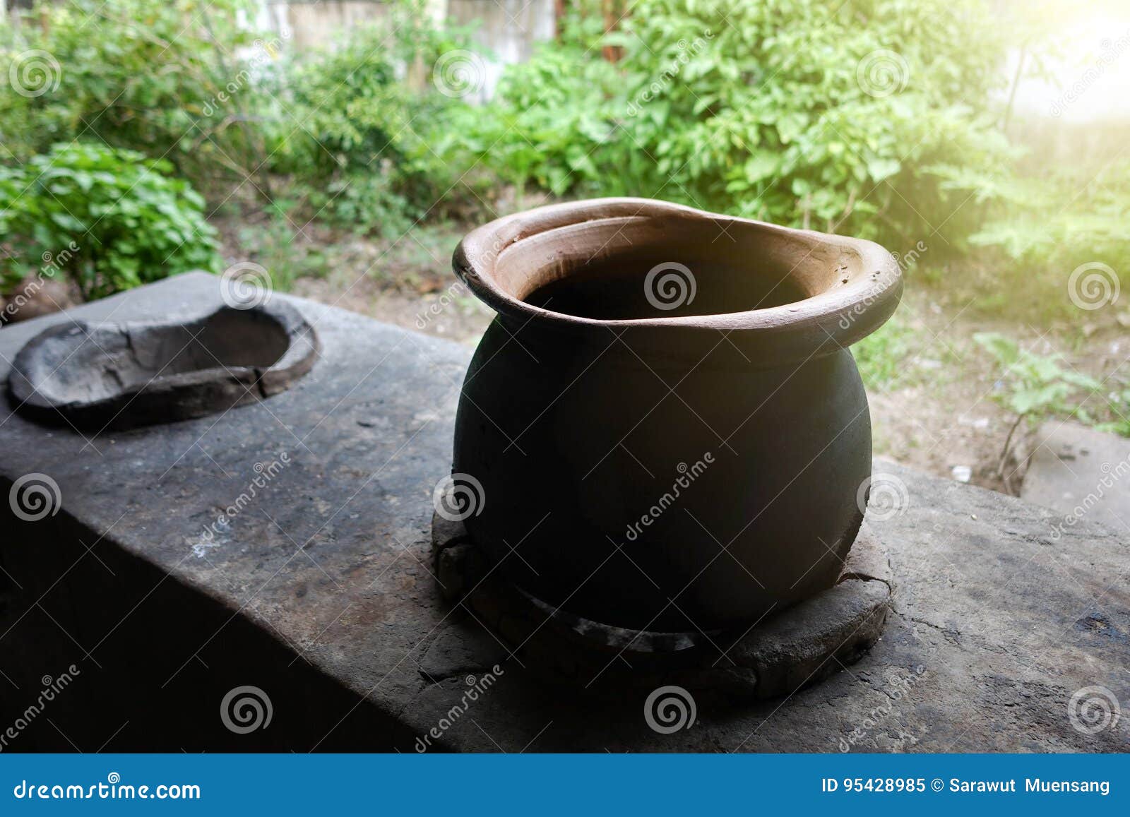 Traditional Thai Clay Pot on Fire Stock Image - Image of dirty, heat ...