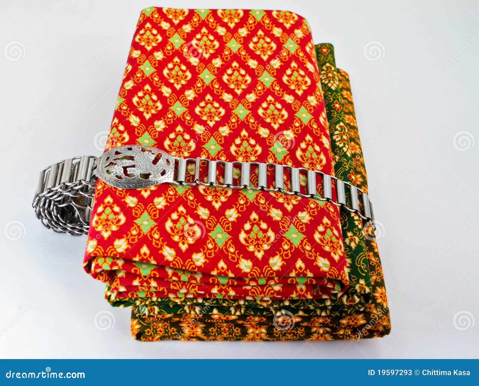 Traditional Thai Cloth with Silver Belt Stock Image - Image of ...