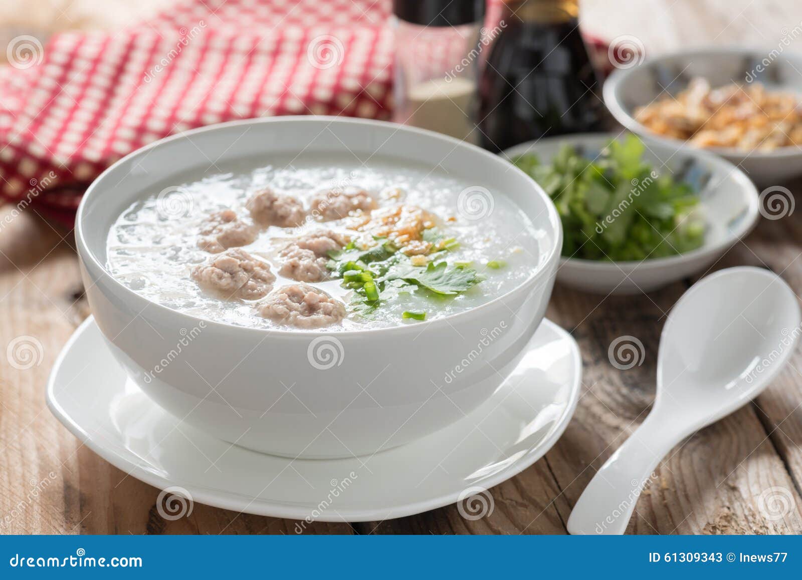 Traditional Thai Congee with Minced Pork. Stock Image - Image of ...