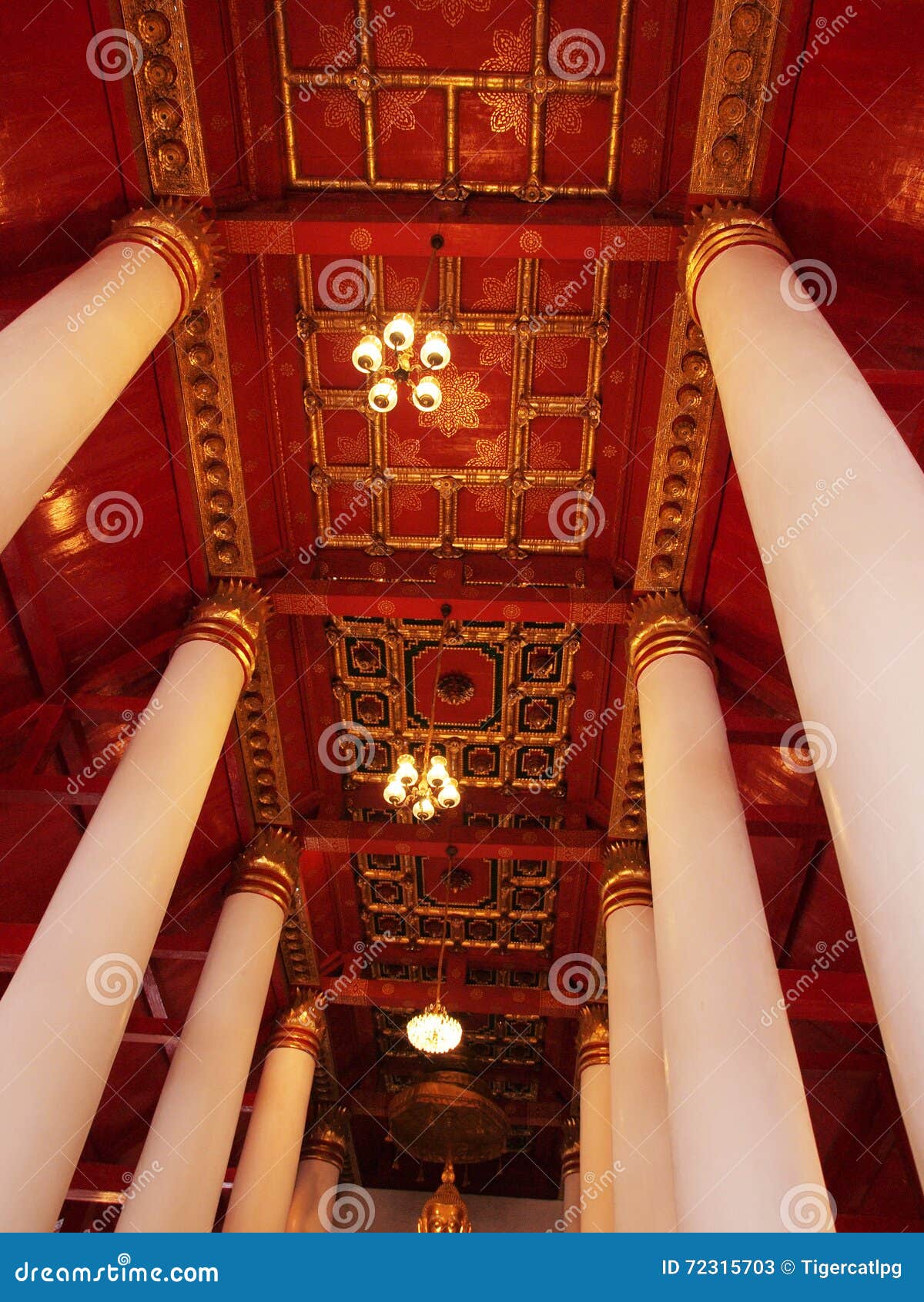 The Traditional Thai Decorative Ceiling Stock Image - Image of buddhism ...