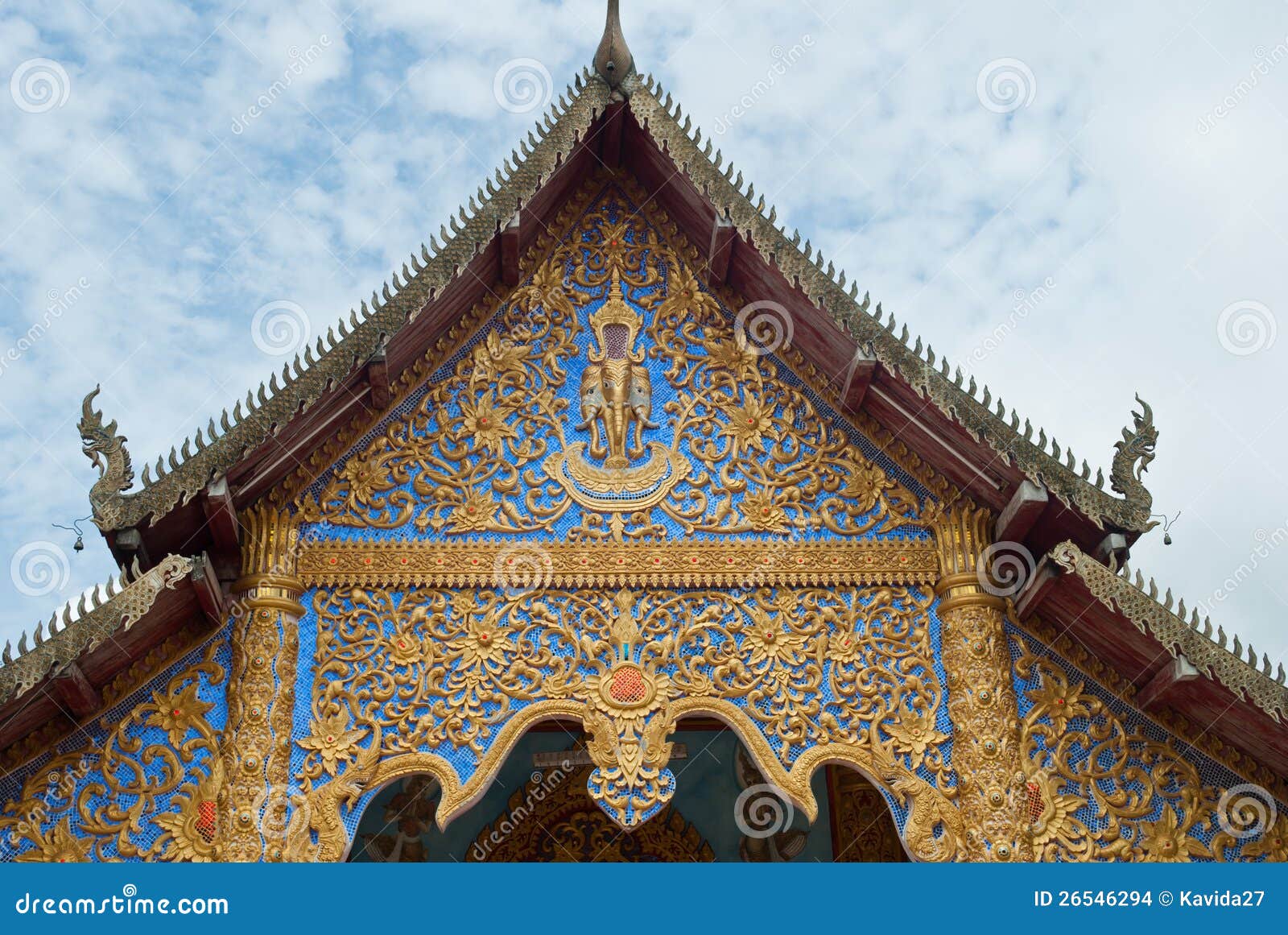 Traditional Thai Gable in Thai Temple Stock Photo - Image of history ...