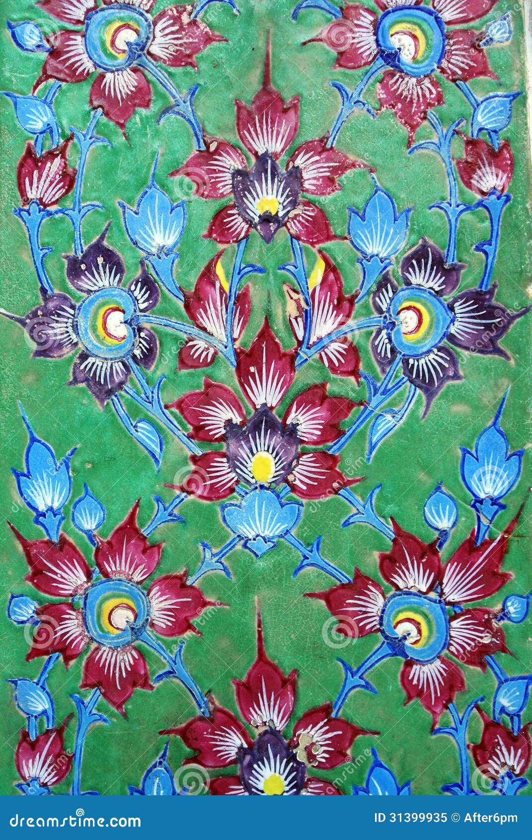 Traditional Thai Glazed Tiles Stock Image - Image of floor, artwork ...