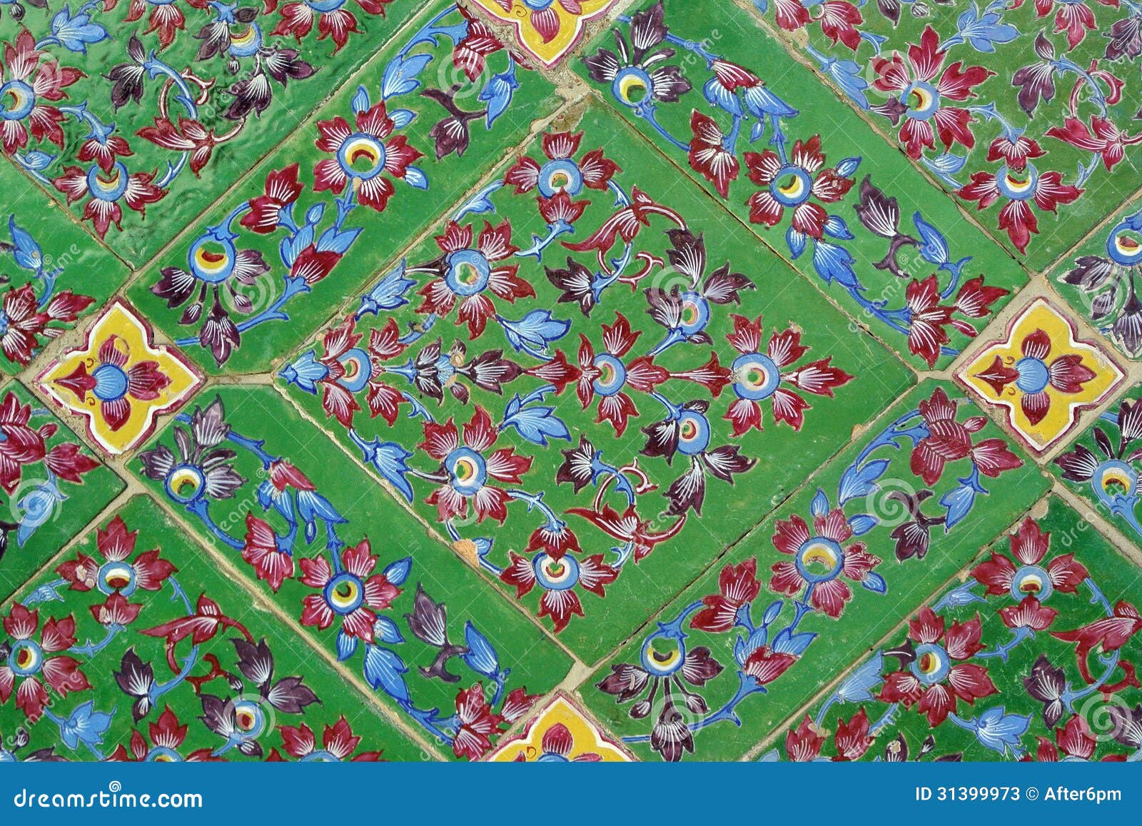 Traditional Thai Glazed Tiles Stock Image - Image of ancient ...