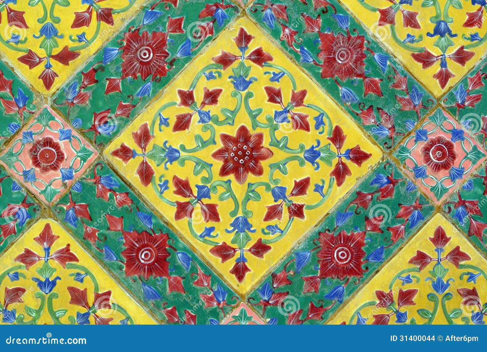 Traditional Thai Glazed Tiles Stock Photo - Image of geometry ...