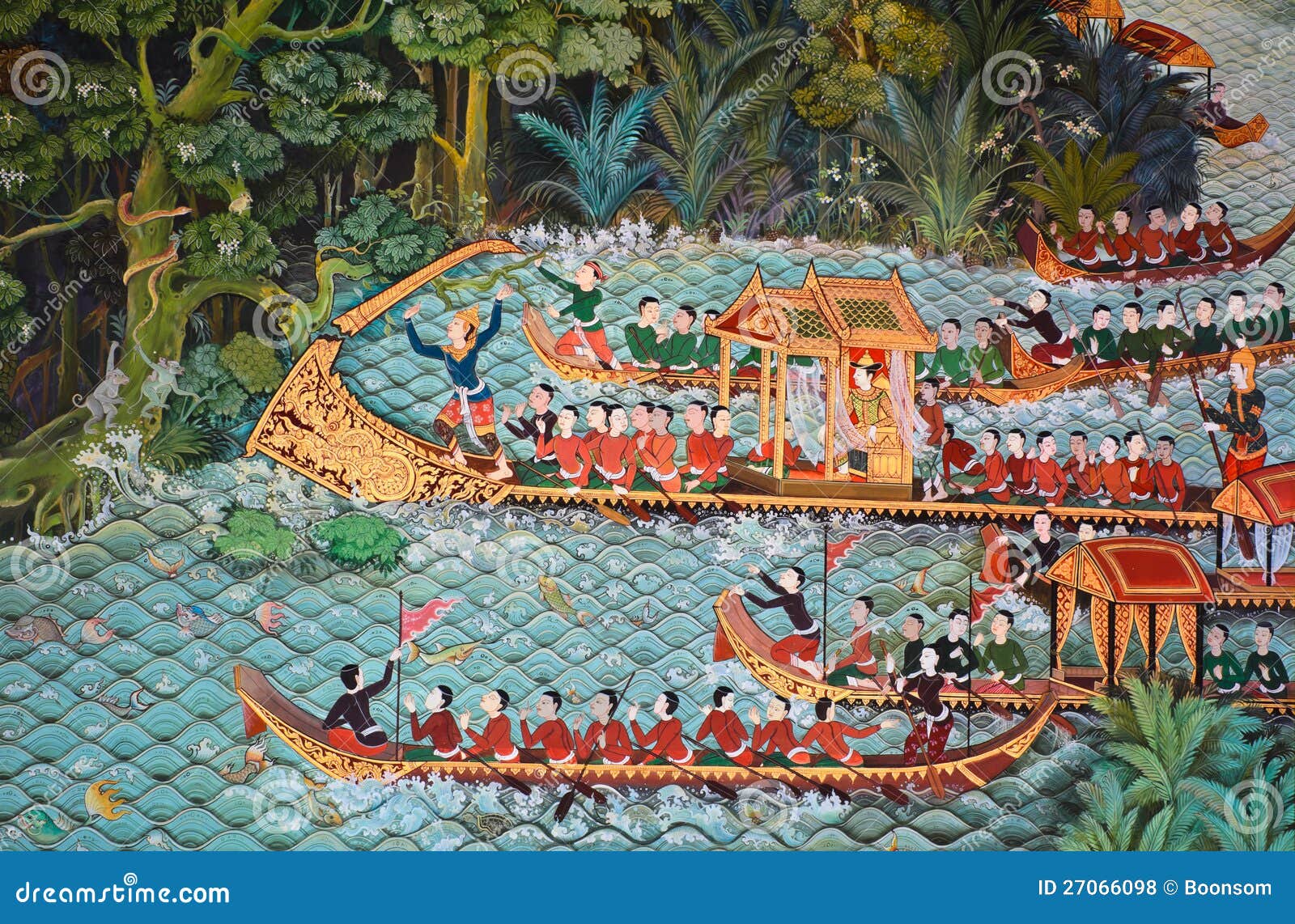 Traditional Thai mural stock photo. Image of literature - 27066098