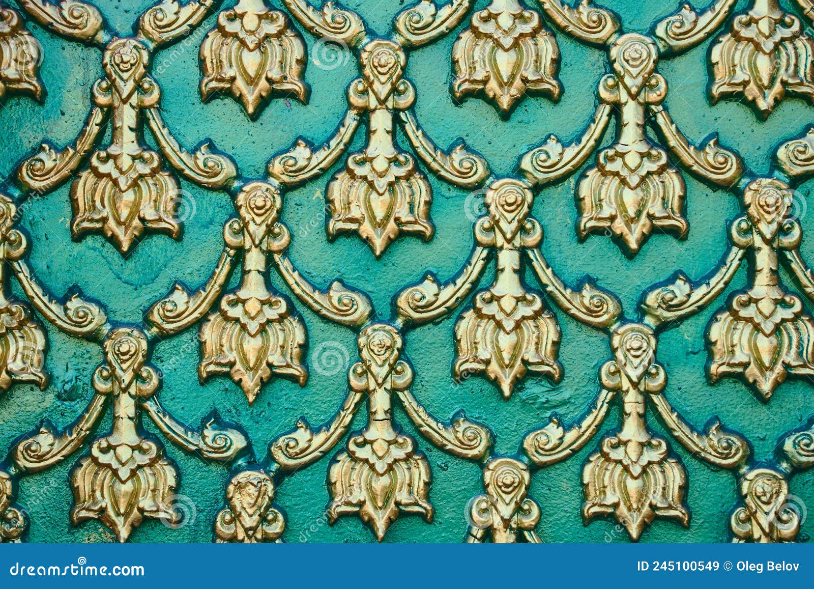 Traditional Thai Pattern on the Green Background Stock Image - Image of ...