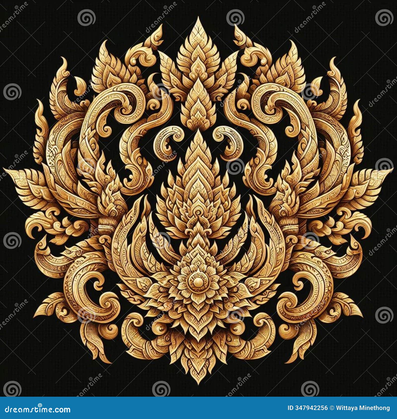 Traditional Thai Patterns Include Both Flame Flowers and Graceful and Elegant Kanok Patterns ...