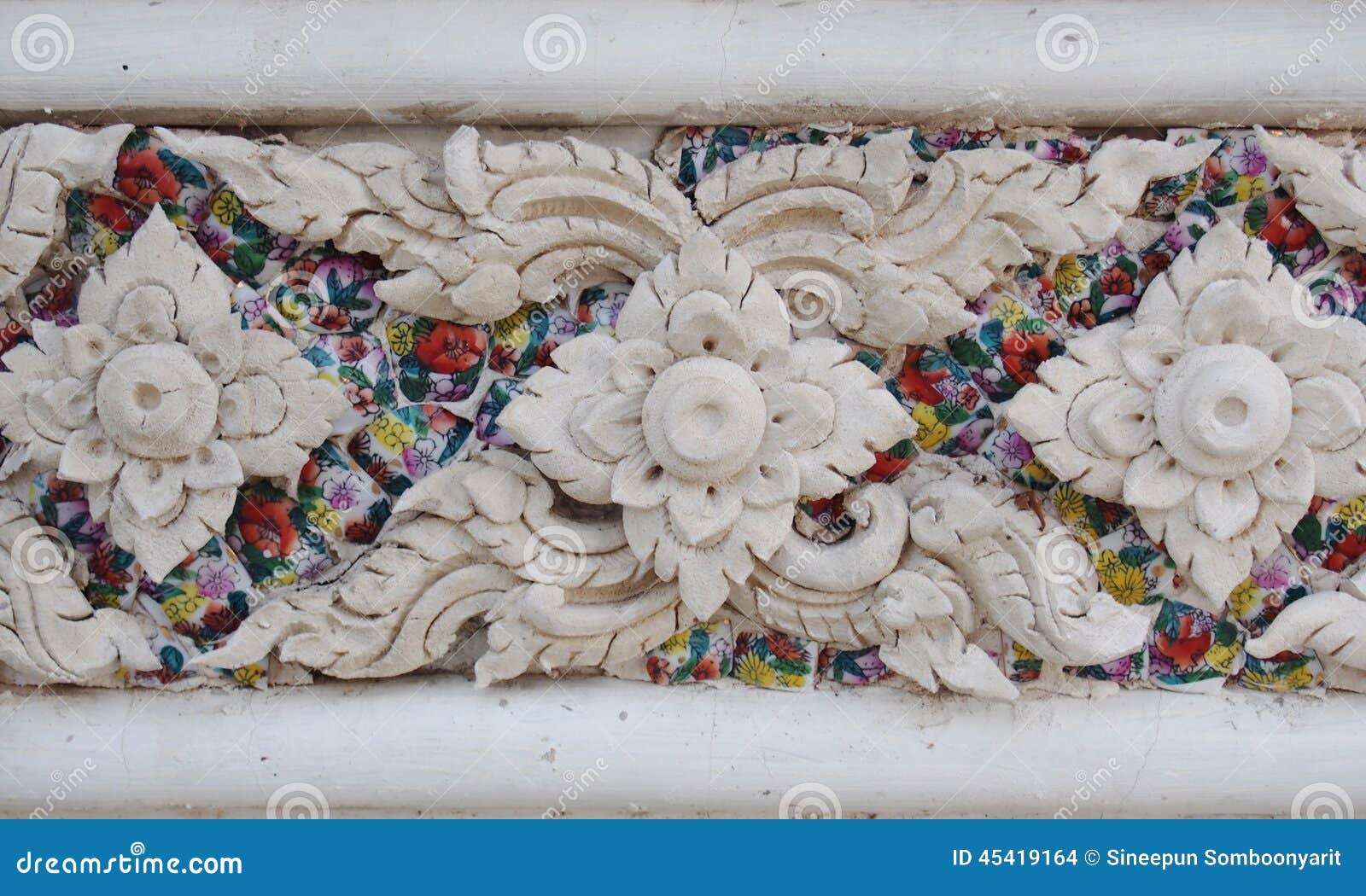 Traditional Thai Sculpture Relief Pattern Stock Photo - Image of asian ...