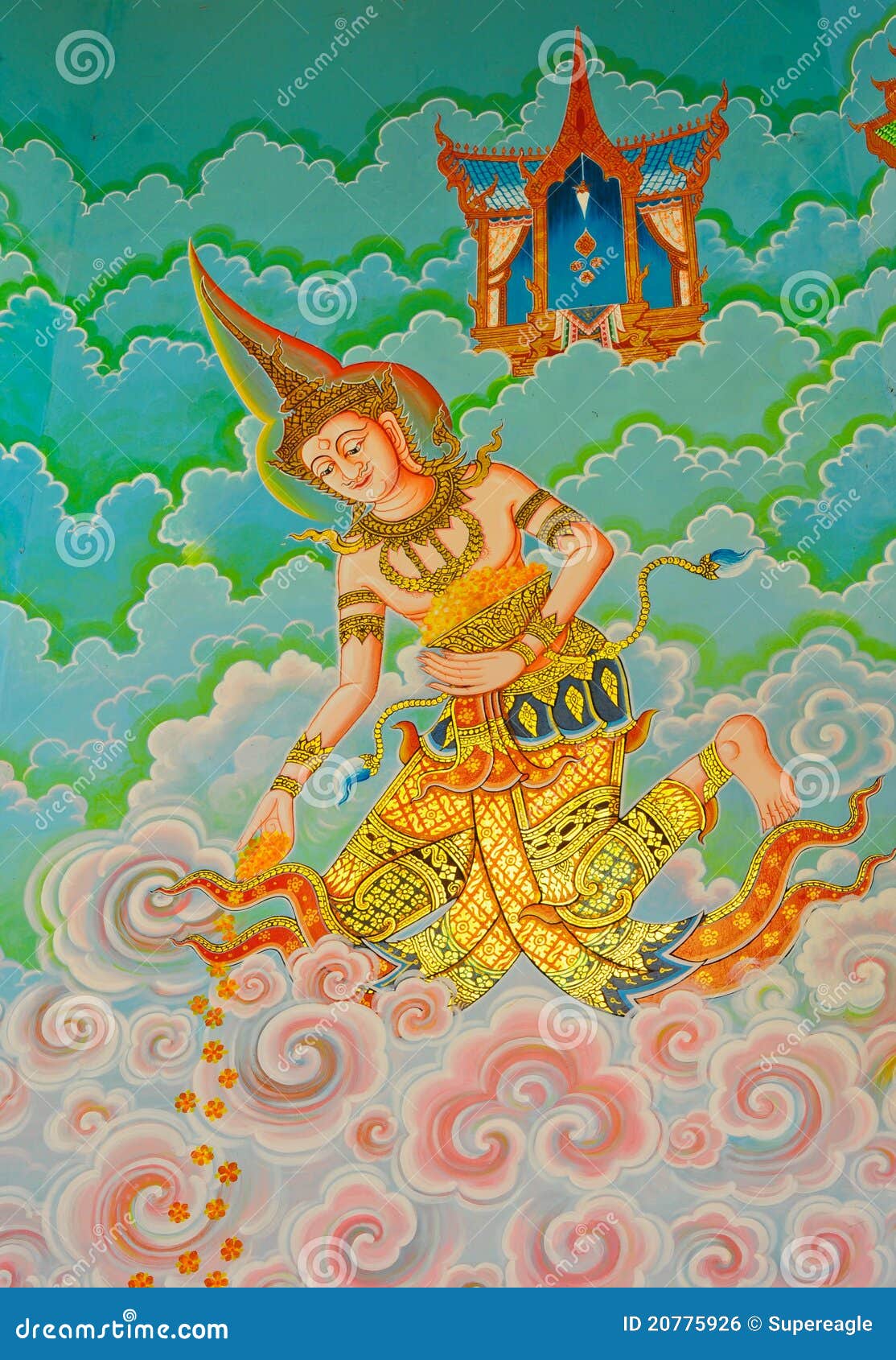 Traditional Thai Style Art Painting Stock Photo - Image of beautiful ...