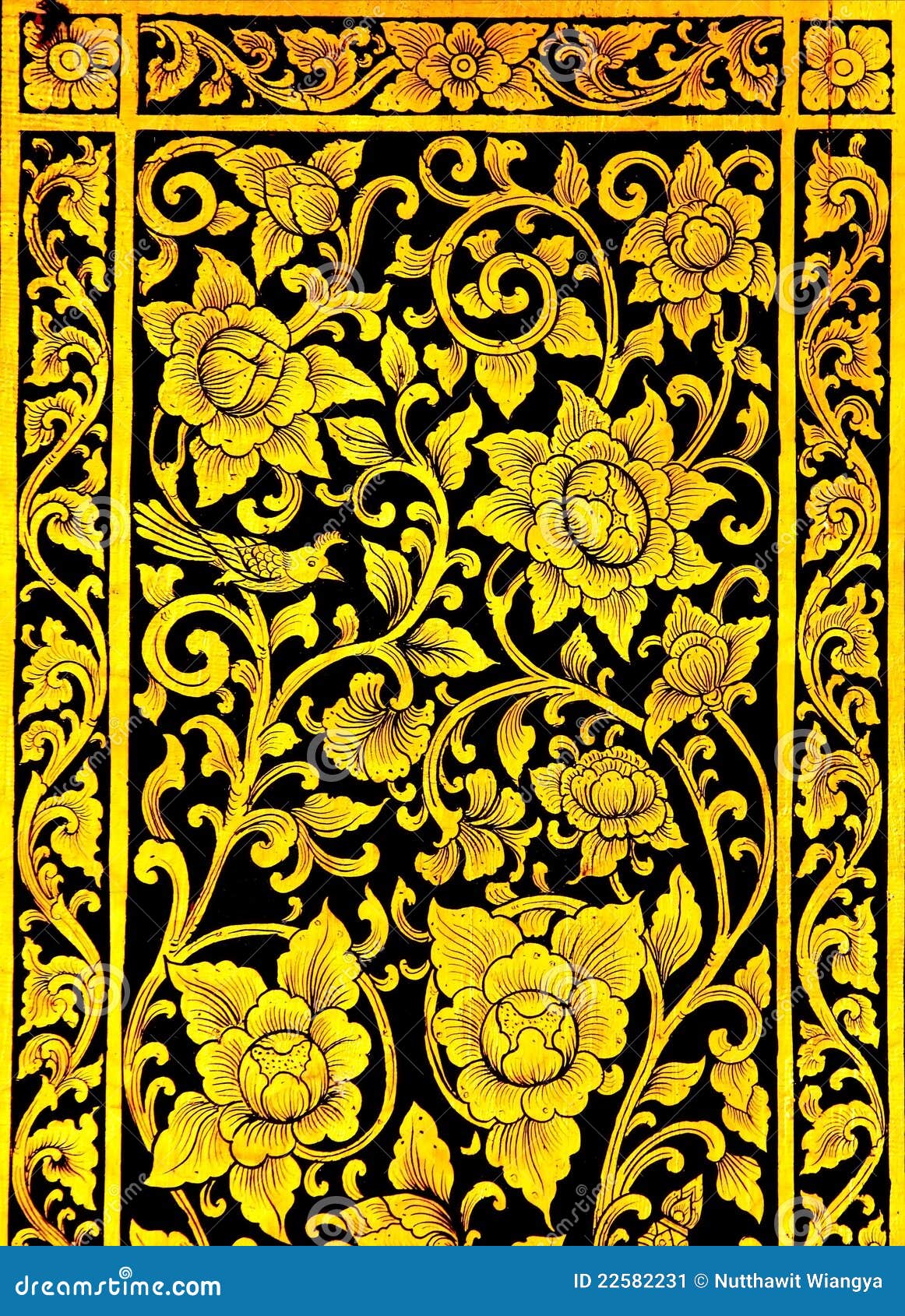 Traditional Thai Style Art Painting Stock Image - Image of background ...