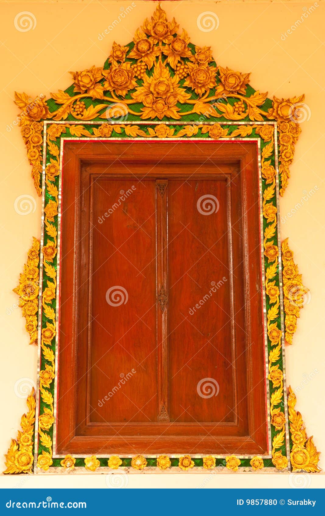 Traditional Thai Style Church Window Stock Photo - Image of sculpture ...
