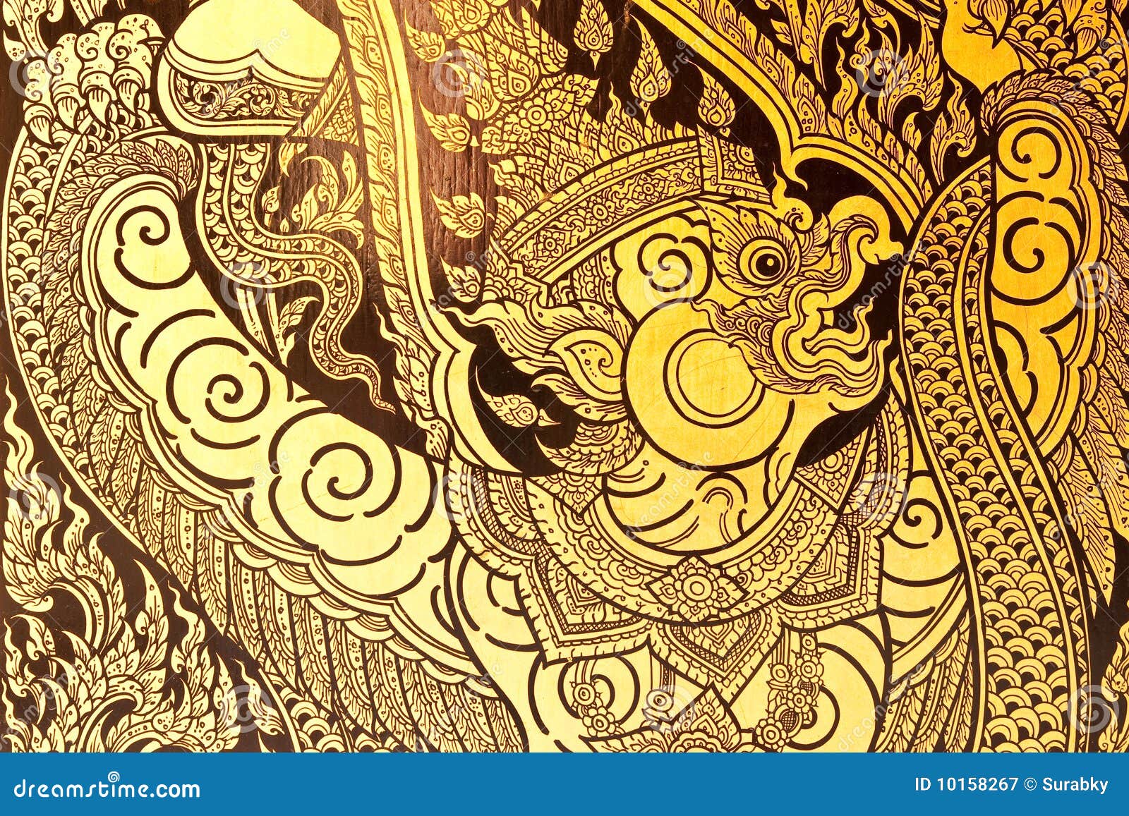 Traditional Thai Style Painting Art Stock Image - Image of design ...