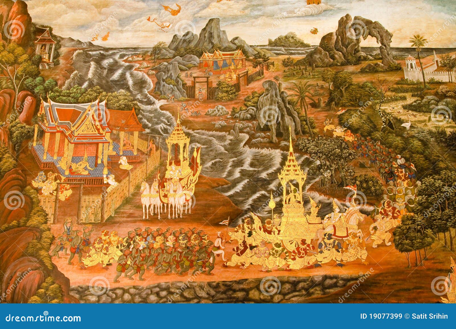 Traditional Thai Style Painting Art Stock Image - Image of craft ...